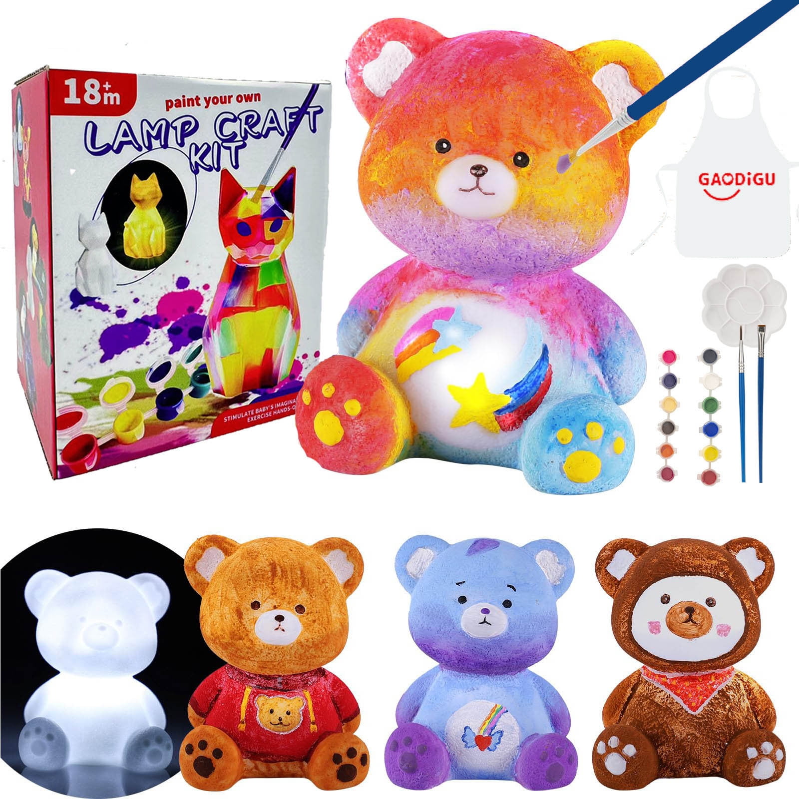 SIYTUAU Christmas Coloring Activity Kit Glow In Dark Animal Plush Bear ...