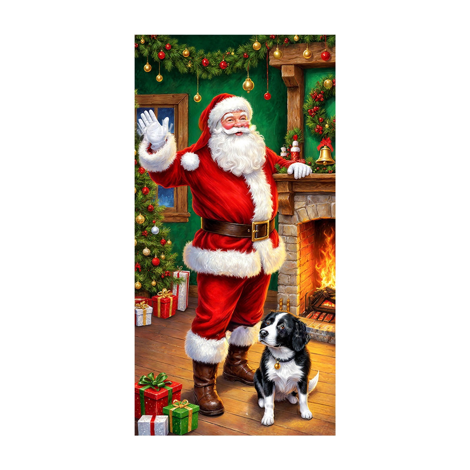 SIYTUAU Christmas Door Cover 35X72 Inch Santa Claus Pattern Polyester ...