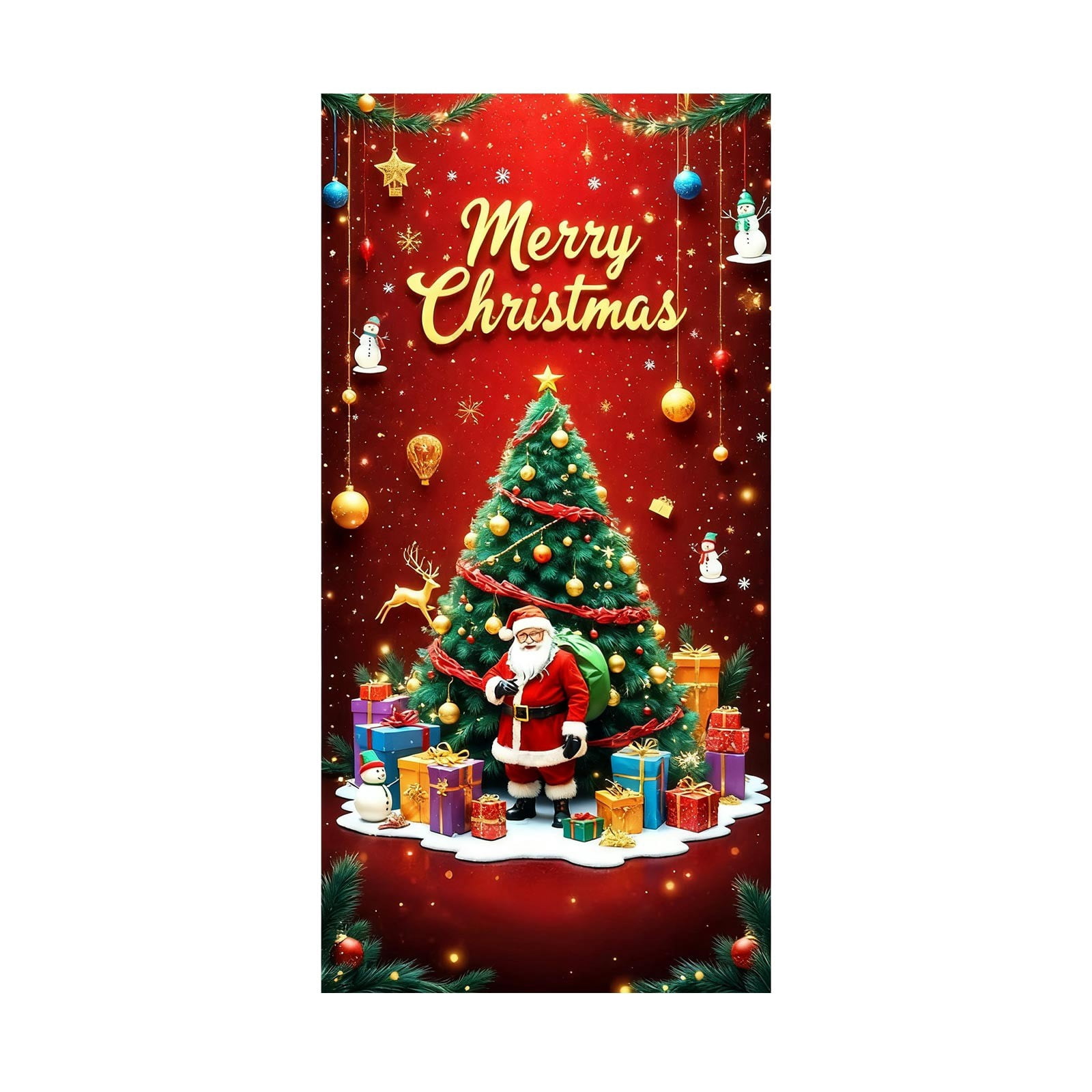 SIYTUAU Christmas Door Cover 35X72 Inch Santa Claus Pattern Polyester ...