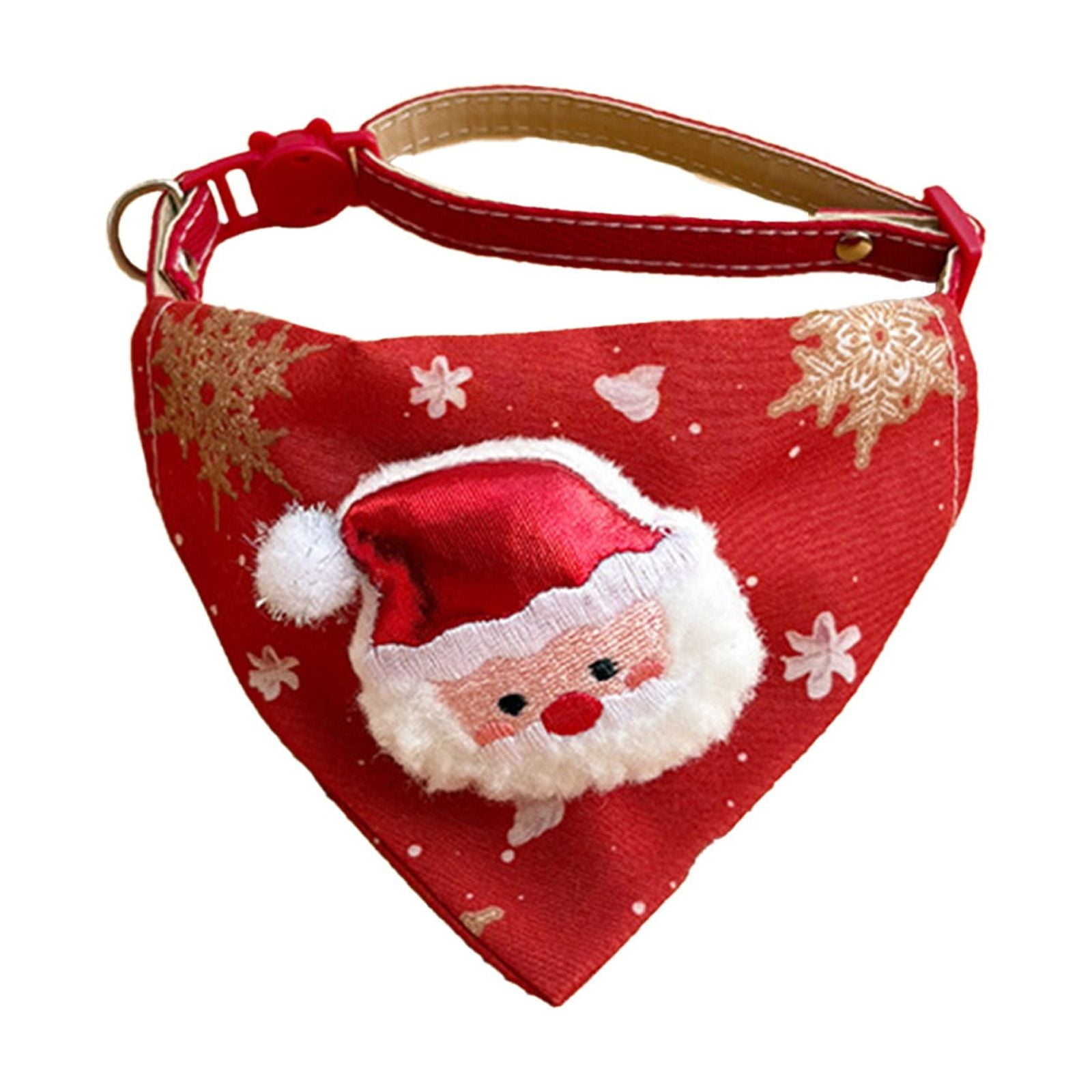 SIYTUAU Christmas Pet Neck Collar With Reindeer And Santa Patterns Red ...