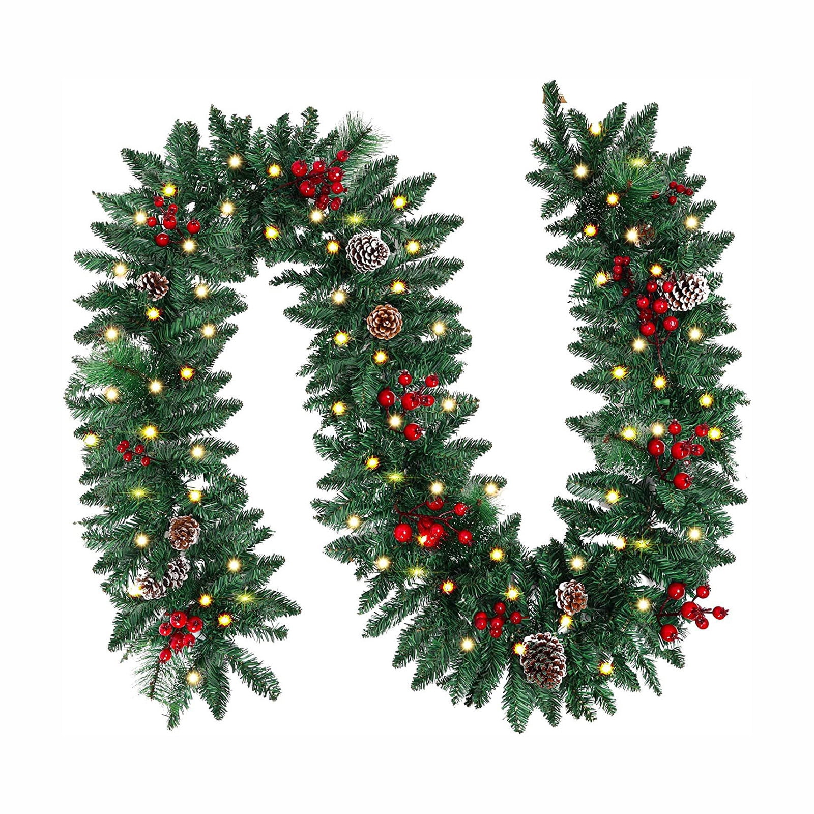 SIYTUAU Christmas Rattan Garland With Lights 1.8 Meters Artificial ...