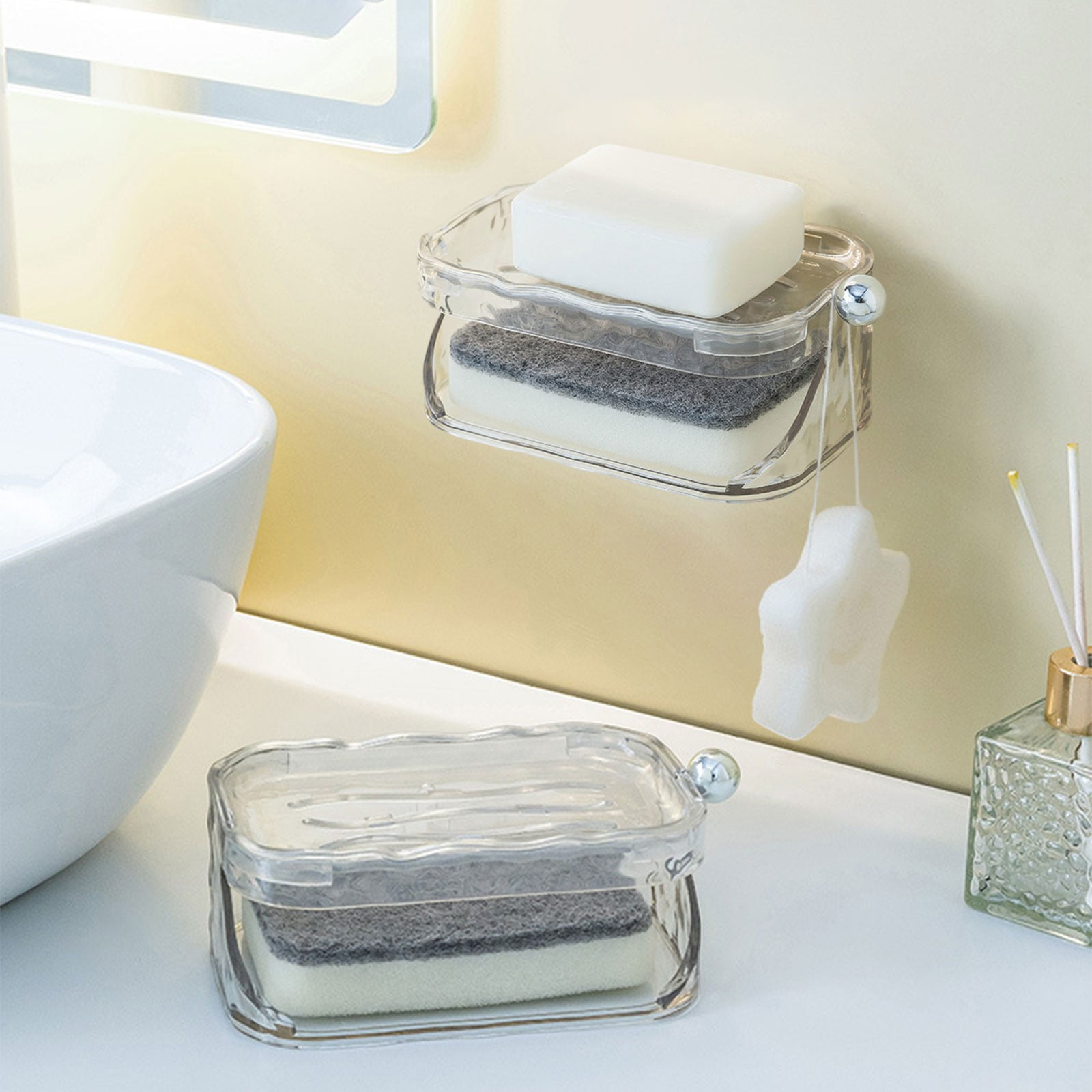 SIYTUAU Clear Plastic Soap Tray With Drain Holes Bathroom Sink ...