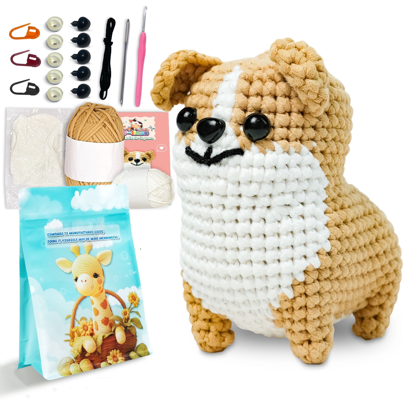 SIYTUAU Corgi Crochet Kit For Beginners With Yarn Needles And ...