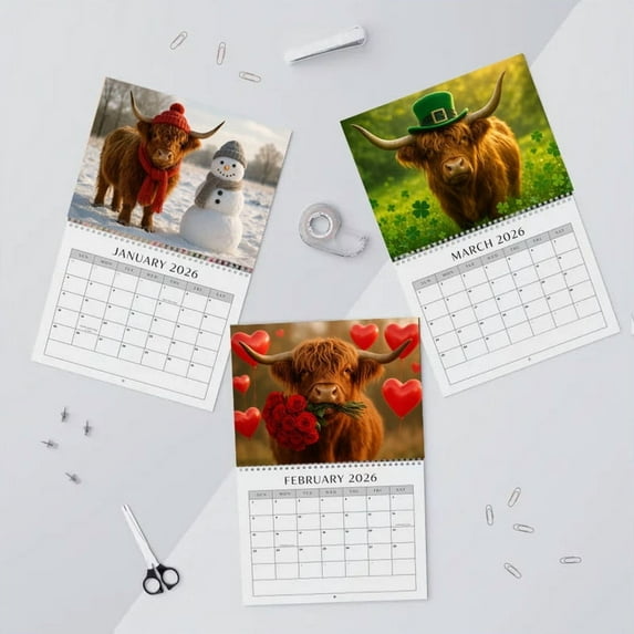 SIYTUAU Cow Calendar 2026 Wall Art Monthly Planner 12 Month Wall ...