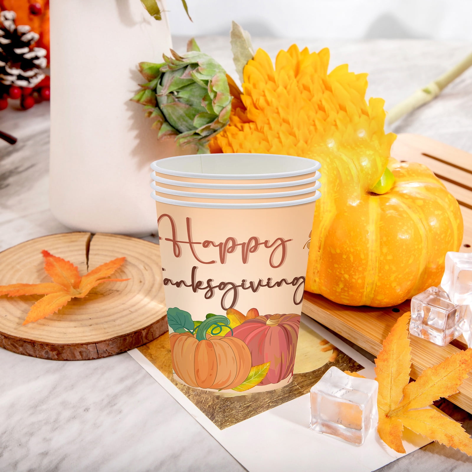 SIYTUAU Fall Harvest Party Cups 25 Pack Thanksgiving Themed Disposable ...