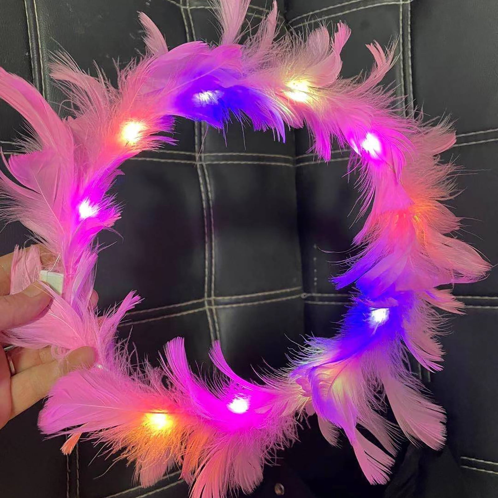 SIYTUAU Glitter Feather Headband Angel Luminous Hair Accessory Party ...