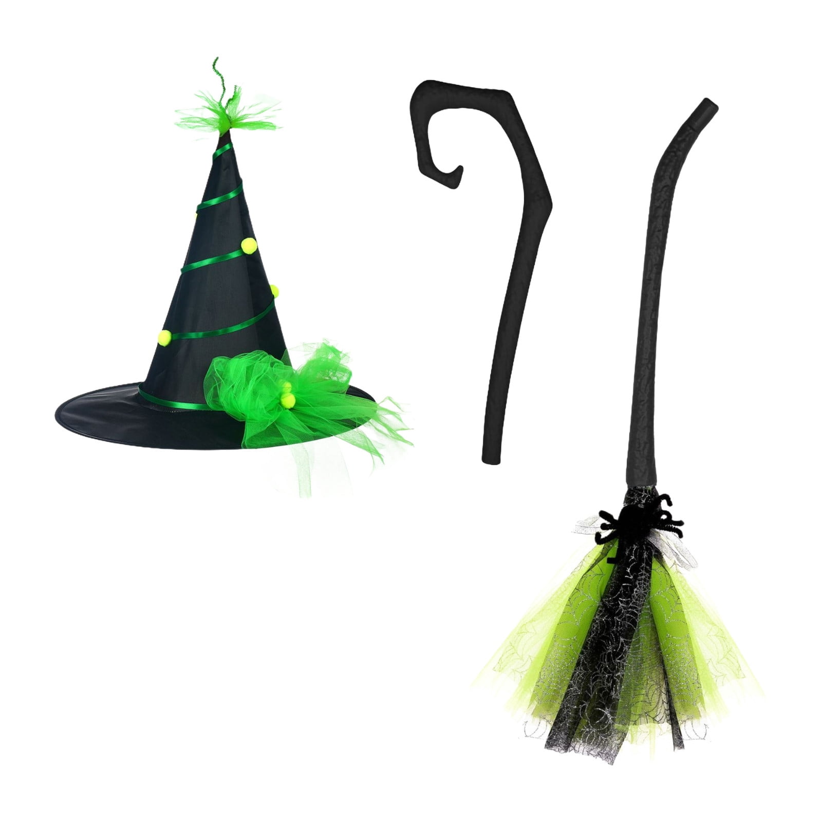SIYTUAU Green Halloween Witch Flying Broomstick Decoration With ...