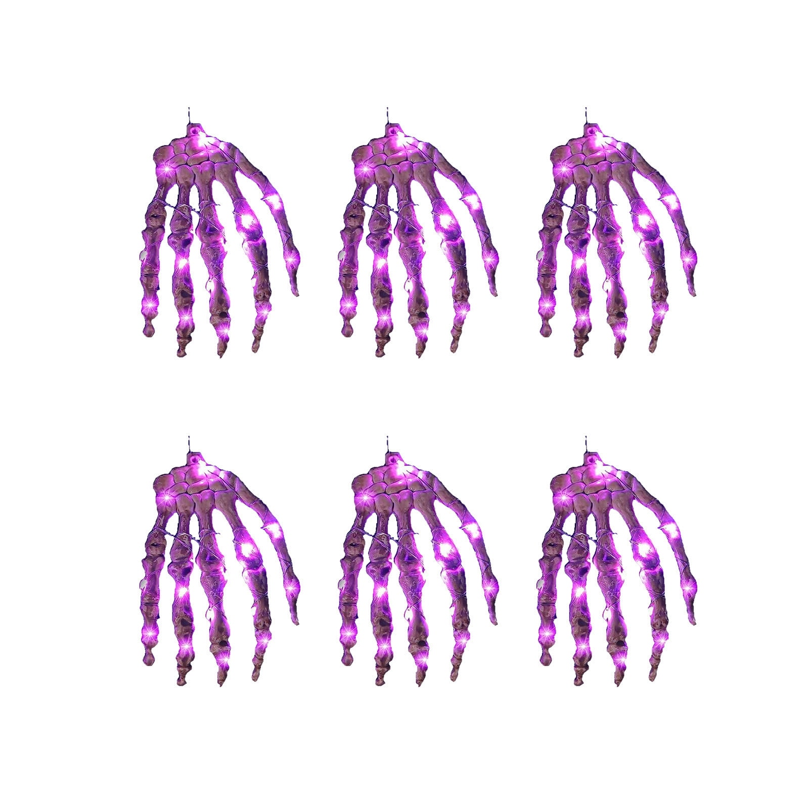 SIYTUAU Halloween Led Light Up Claw Strings Set Of 6 Skeleton Hand ...