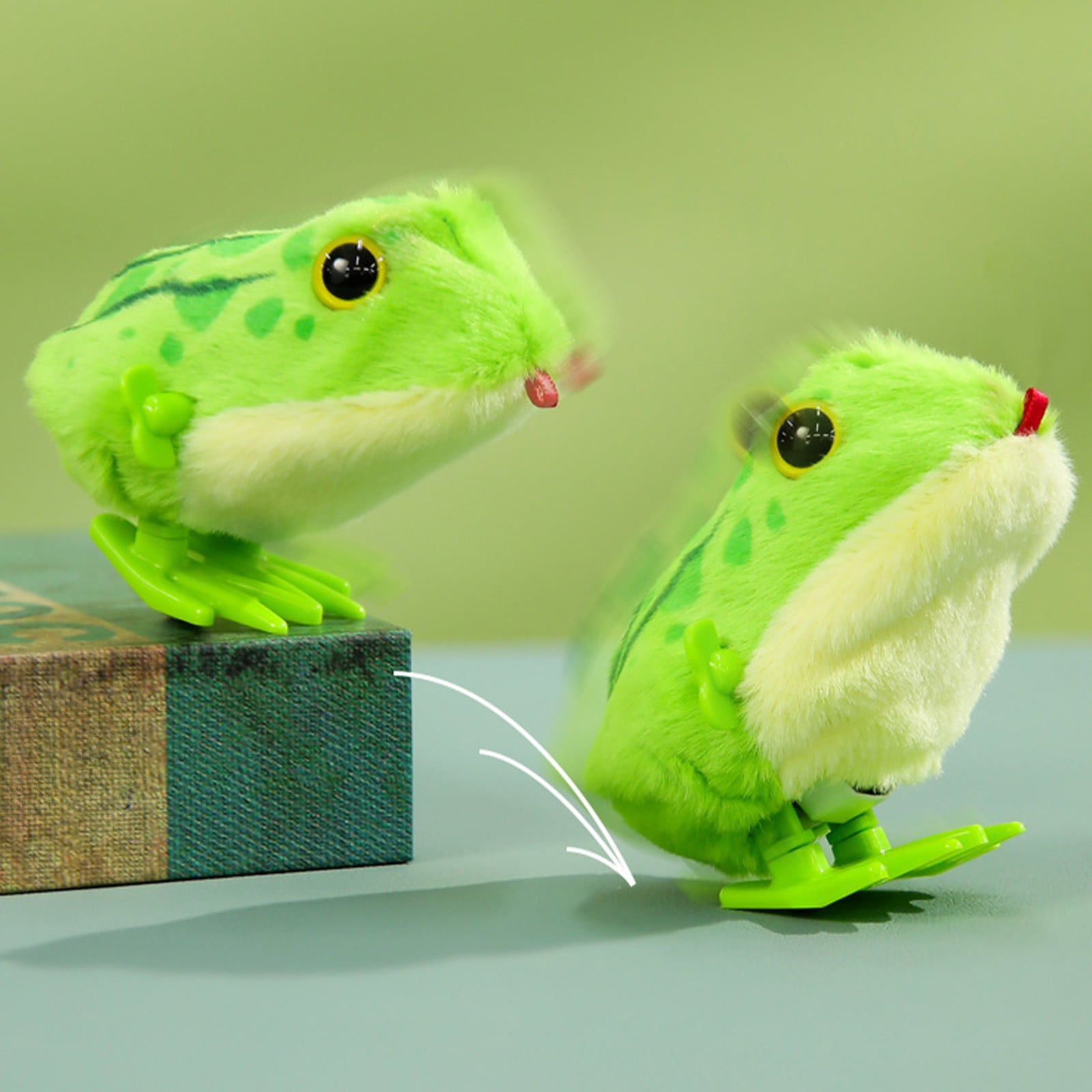 SIYTUAU Hopping Frog Clockwork Motion Toy Interactive Jumping Plush ...