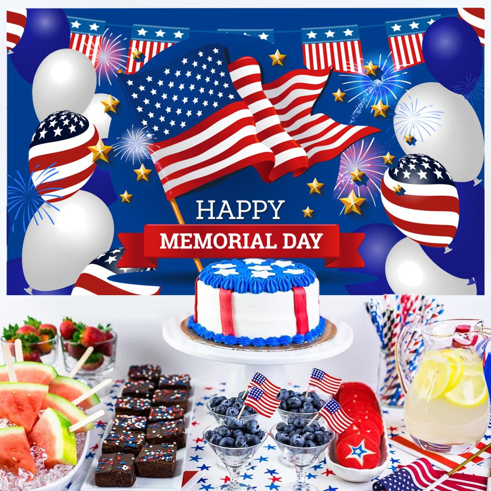 SIYTUAU Independence Day Banner Patriotic Backdrop Decor Photo Backdrop ...