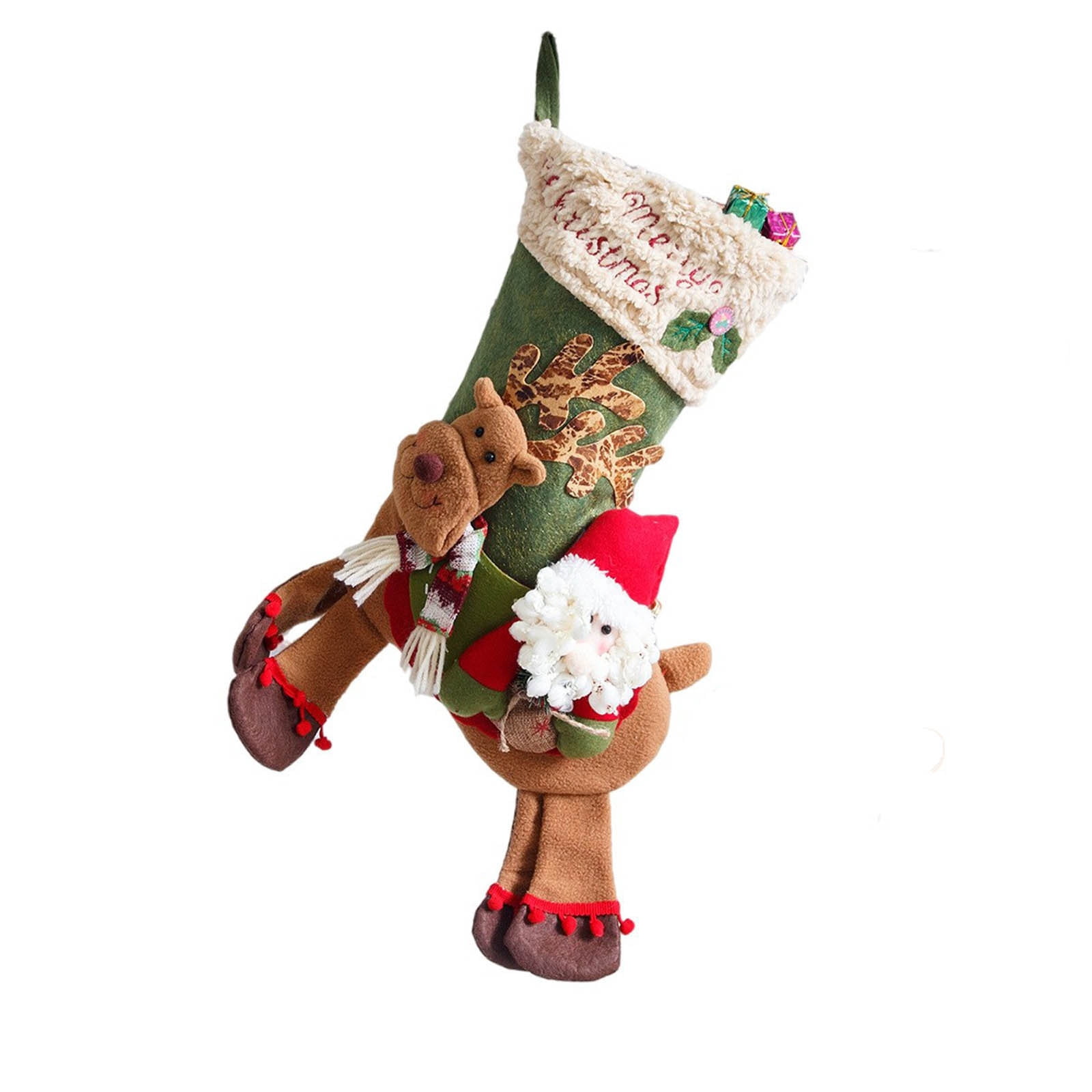 SIYTUAU Large Long Legs Santa Claus Snow Socks Christmas Gifts ...