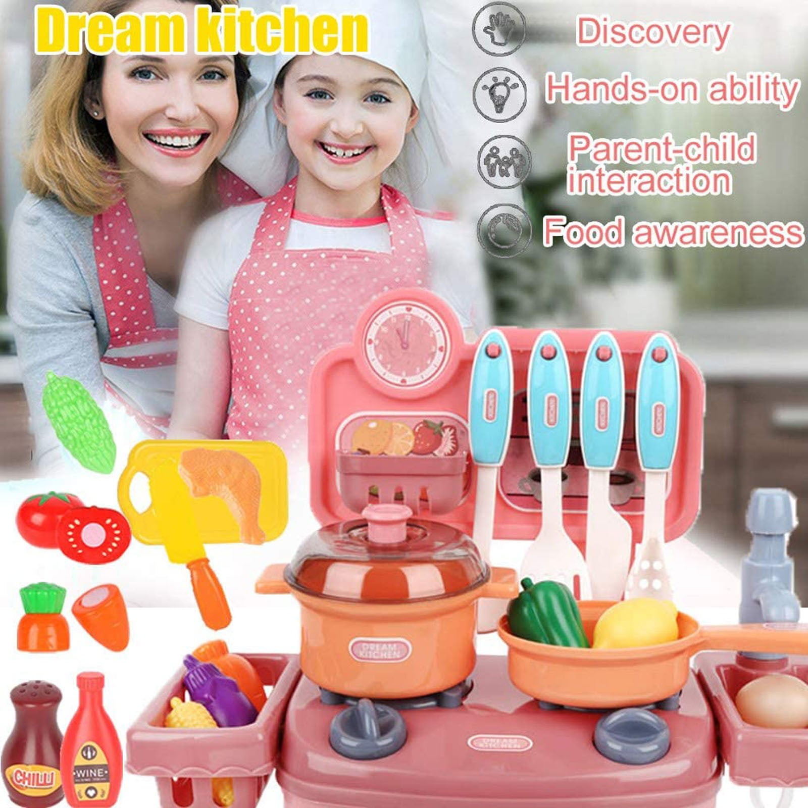 SIYTUAU Mini Kitchen Sink Toy Pretend Play Water Accessory Set With ...