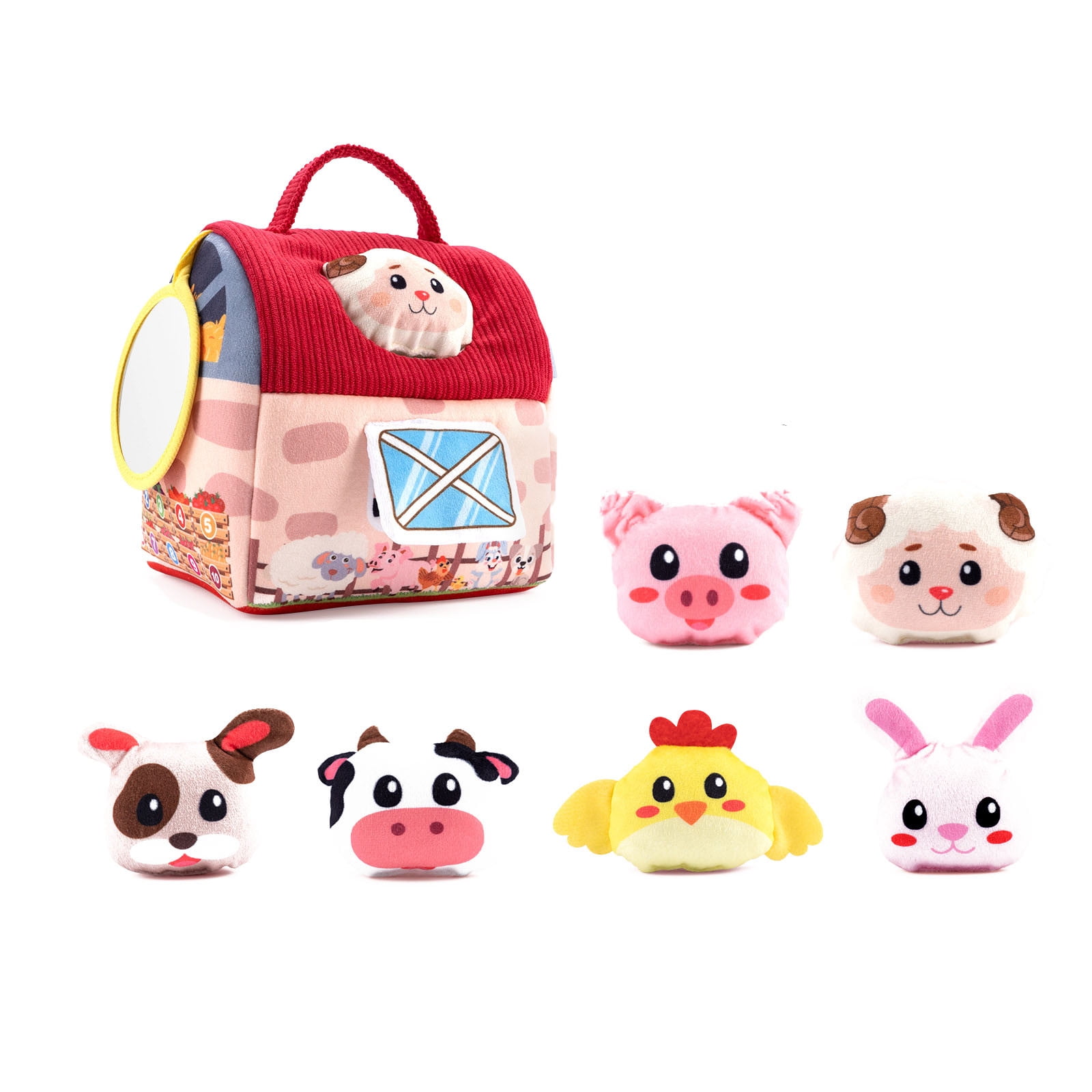SIYTUAU Mini Plush Doll House Toy Farm Animal Sensory Puzzle Play Set ...