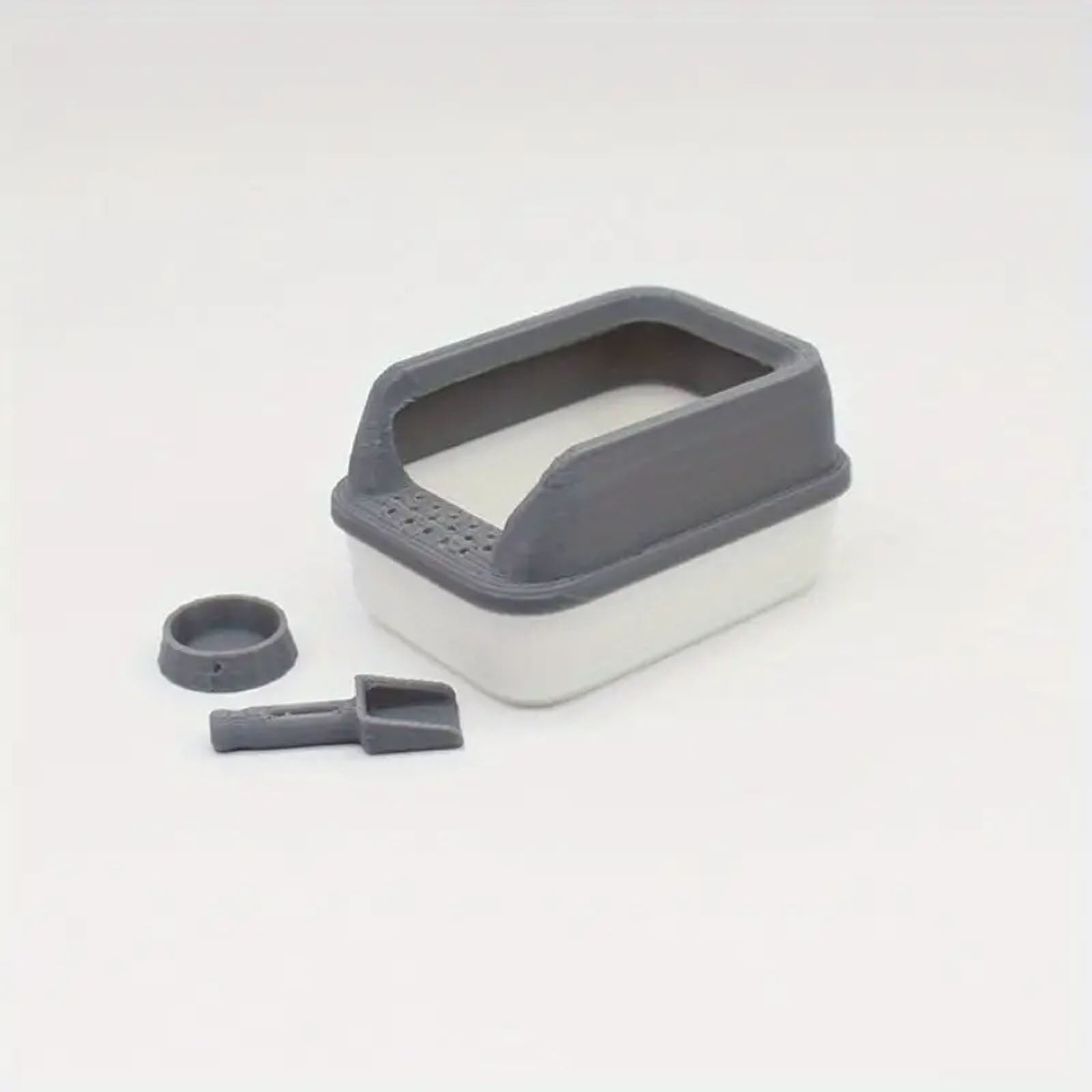 SIYTUAU Miniature Cat Litter Box Set Gray 1/12 Scale With Shovel ...