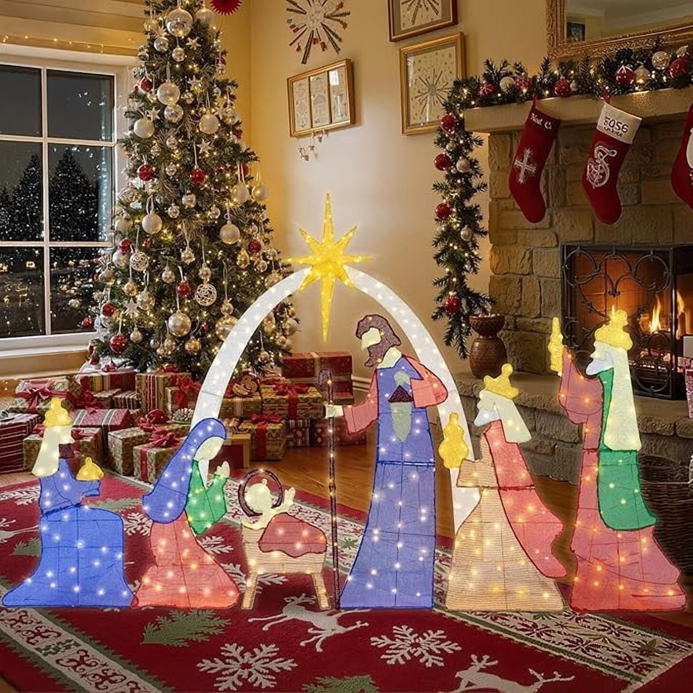 SIYTUAU Nativity Scene Decor Metal Design B For Holiday Display ...