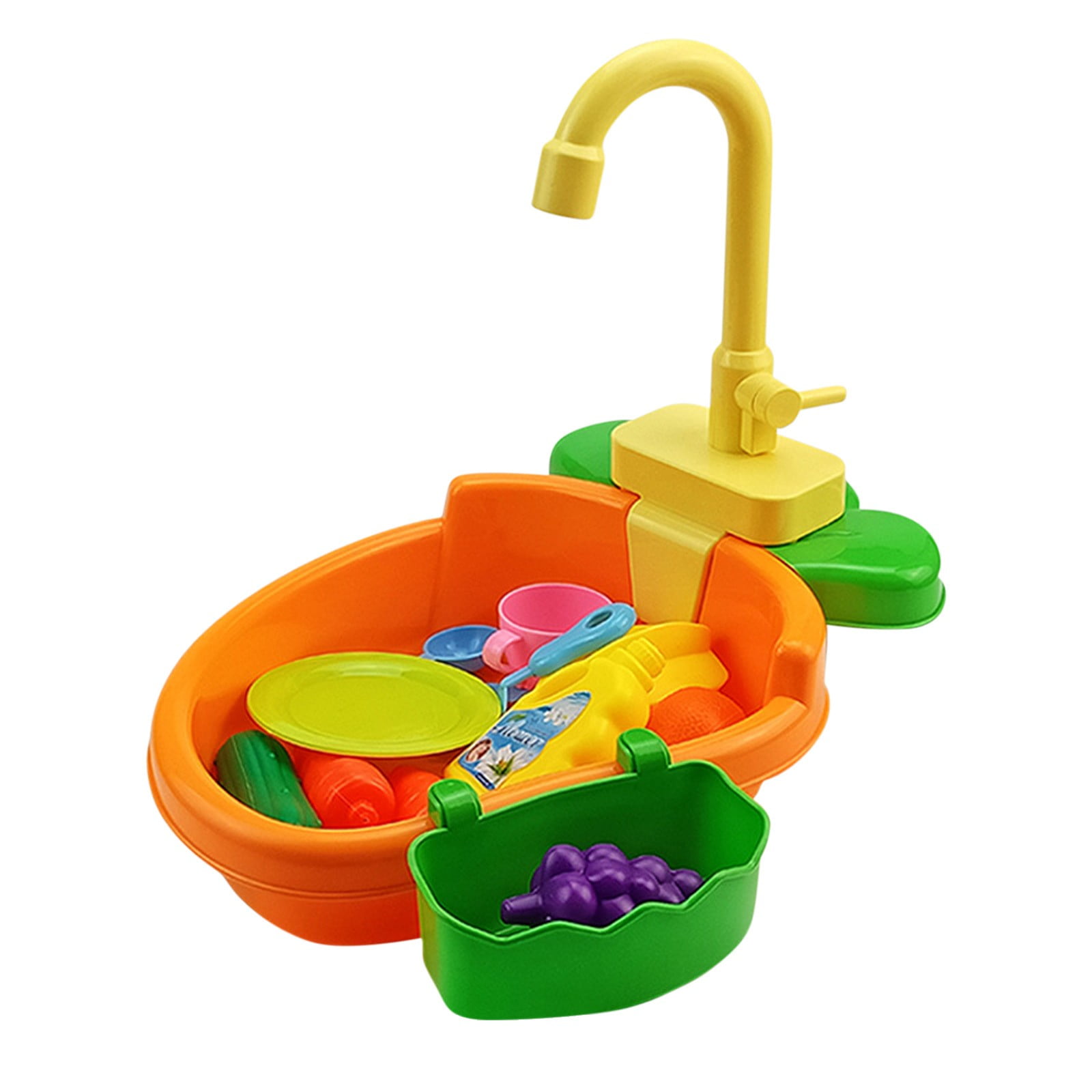 SIYTUAU Orange Childrens Kitchen Simulated Sink Toy Set With Running ...