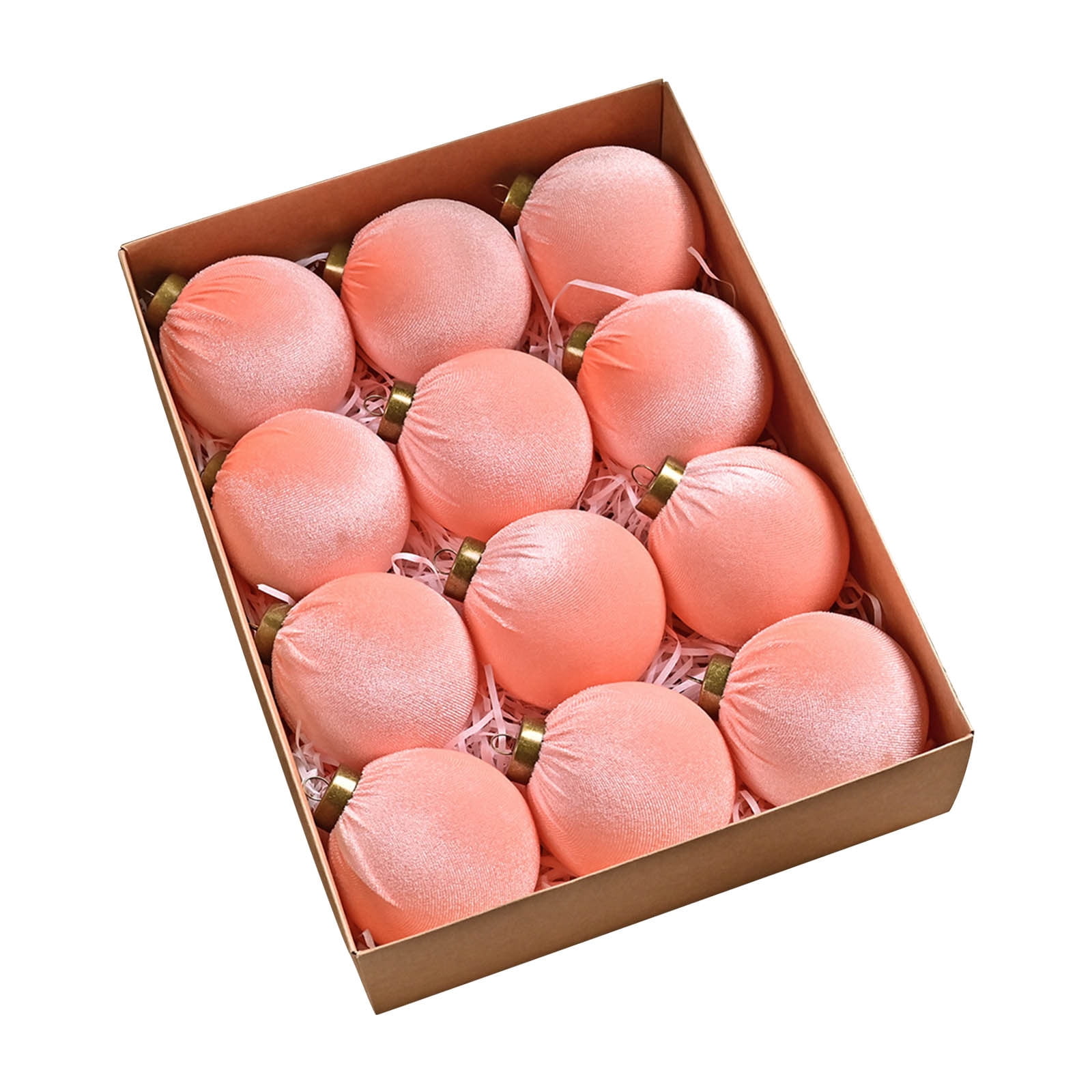 SIYTUAU Orange Velvet Christmas Balls Set Of 12 Flocked Tree Ornaments ...