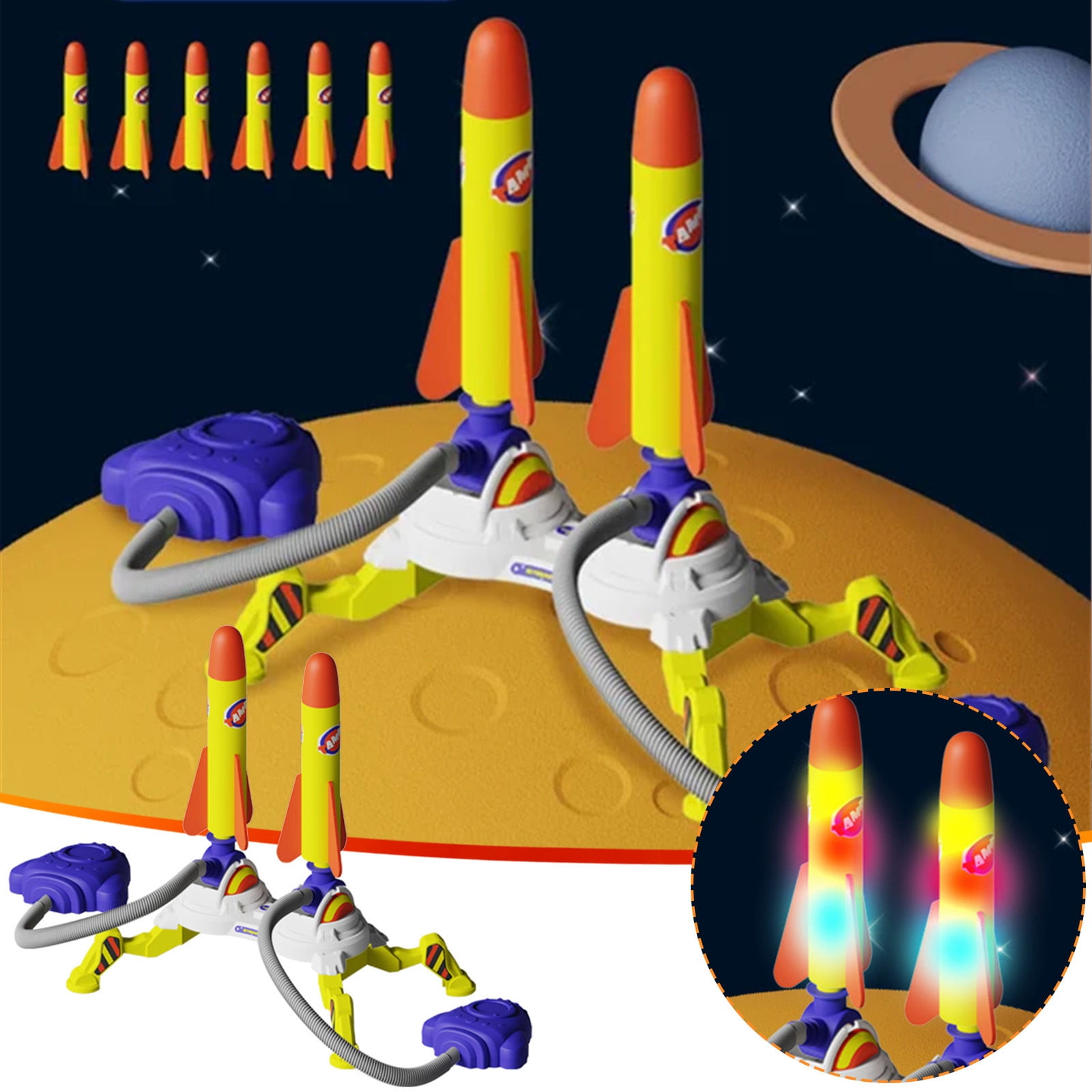 SIYTUAU Outdoor Ejection Flying Toy Sky Rocket Glowing Foot Stomp Pedal ...