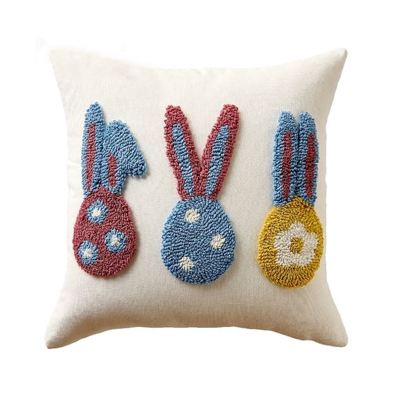 SIYTUAU Puffy Embroidered Easter Pillow Cover A Rabbit Design For Sofa ...