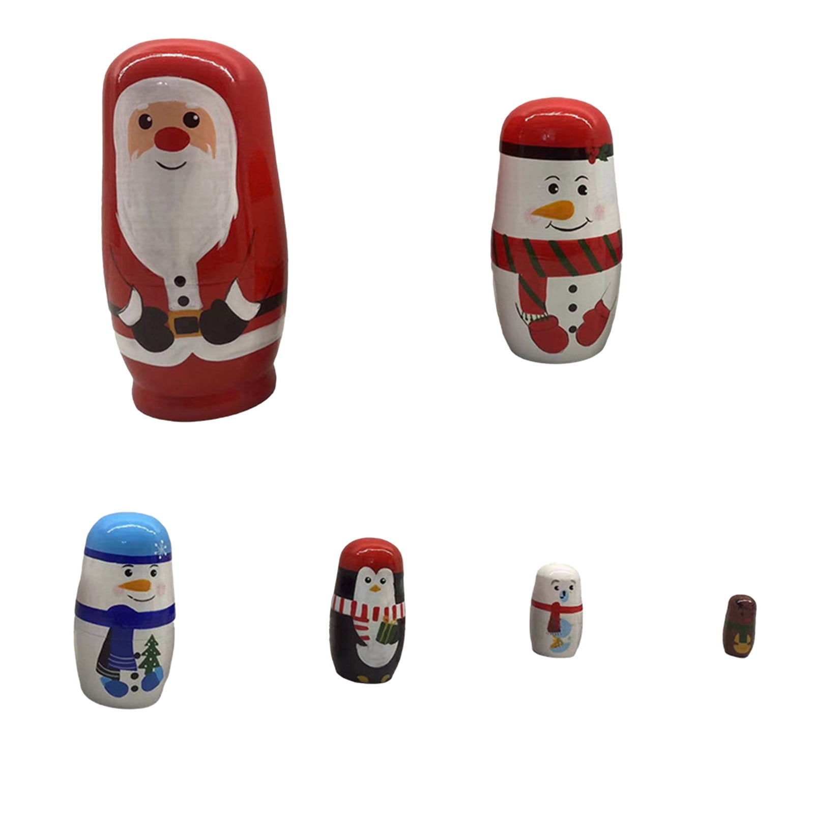 SIYTUAU Russian Nesting Dolls 6 Layer Santa Claus And Snowman Design ...