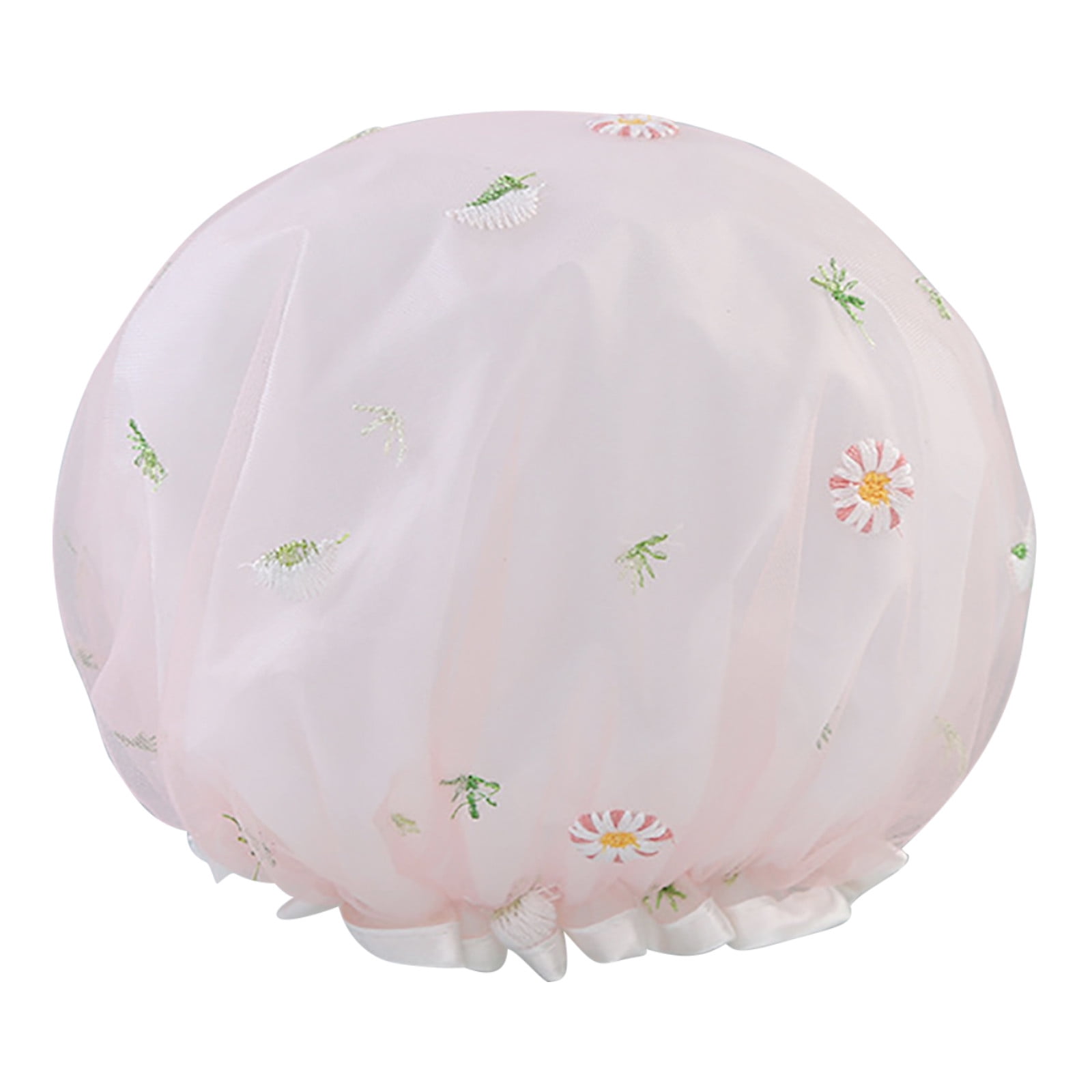 SIYTUAU Shower Cap Double Layer Lace Reusable Elastic Bathing Cap Spa ...