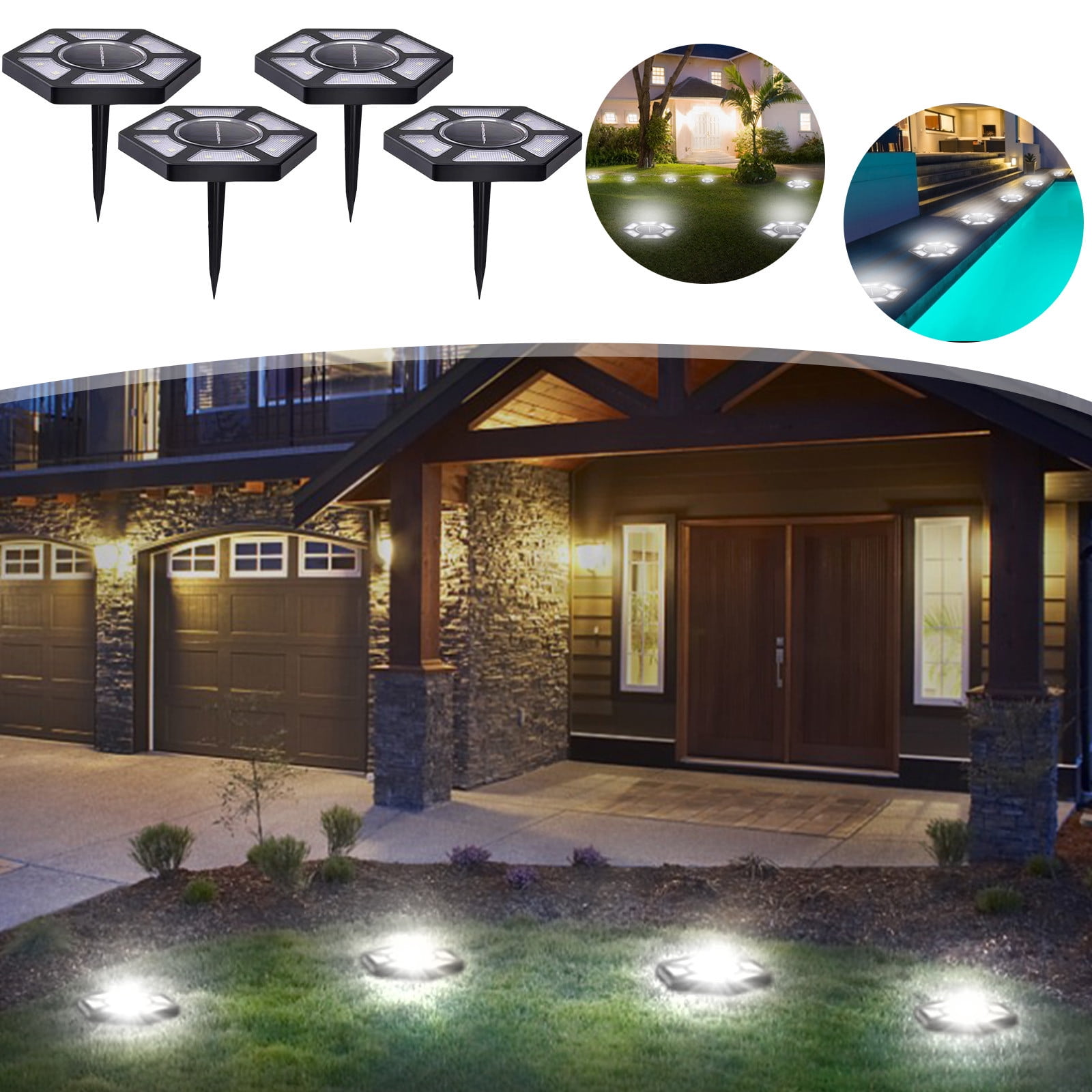 SIYTUAU Solar Ground Light Garden Pathway Light Stake Led Illumination ...