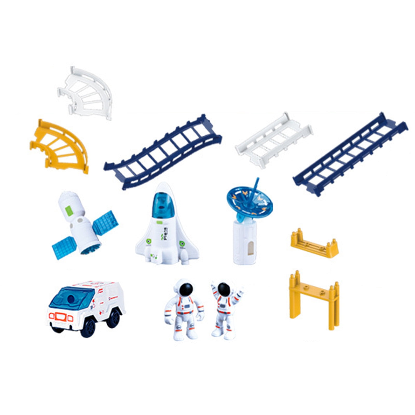 SIYTUAU Space Themed Rail Car Track Building Set White Abs Plastic ...