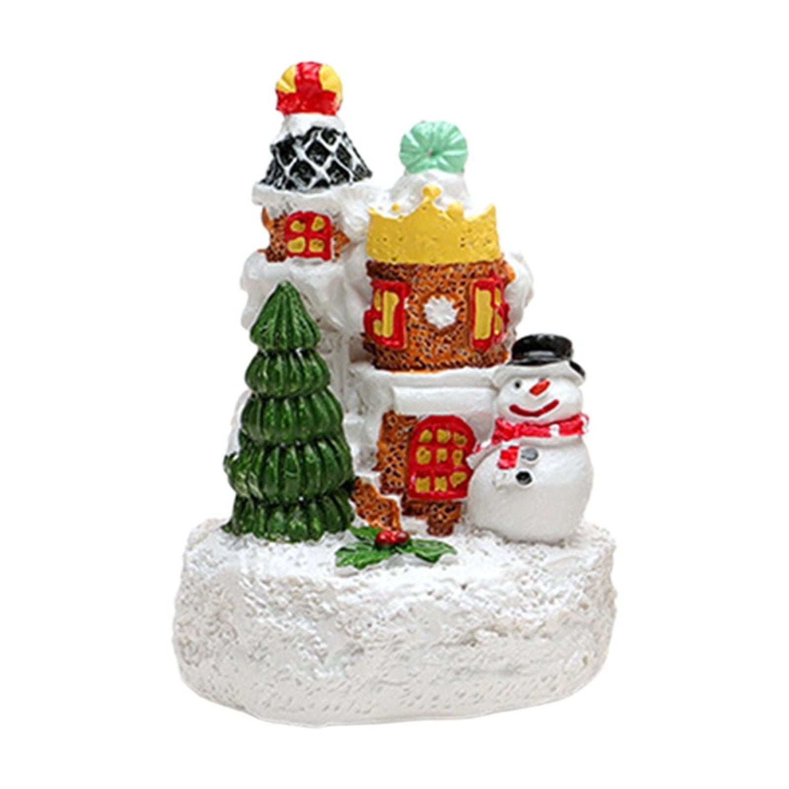 SIYTUAU Style B Christmas Glowing Resin Small House Santa Claus Gift ...
