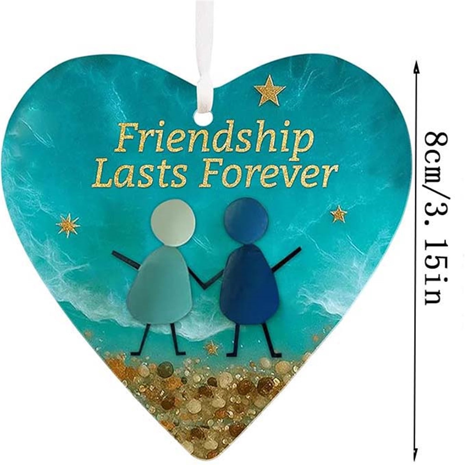 SIYTUAU Style G Heart Shaped Sea Glass Friendship Decoration 8Cm Made ...