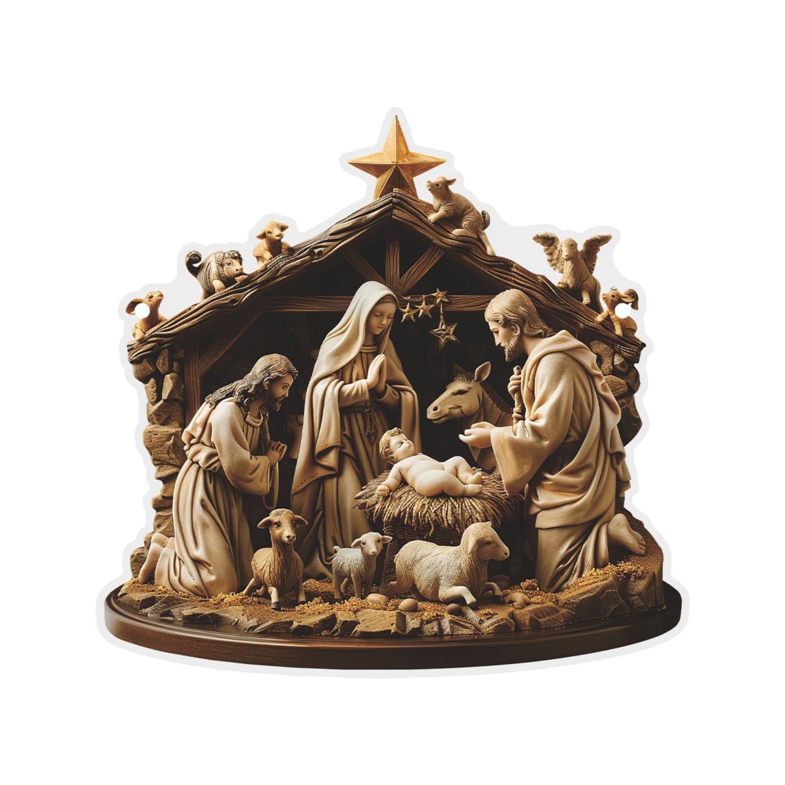 SIYTUAU Suncatcher Ornament Nativity Scene For Christmas Tree Hanging ...