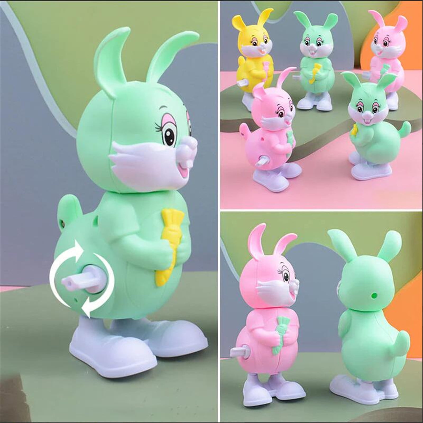 SIYTUAU Wind Up Hopping Bunnies Action Toy Jumping Rabbit Figurine ...