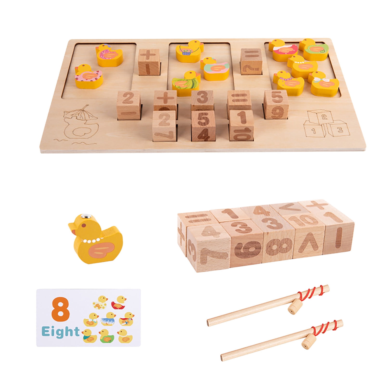 SIYTUAU Wooden Counting Game Fishing Toy Early Math Learning Children ...