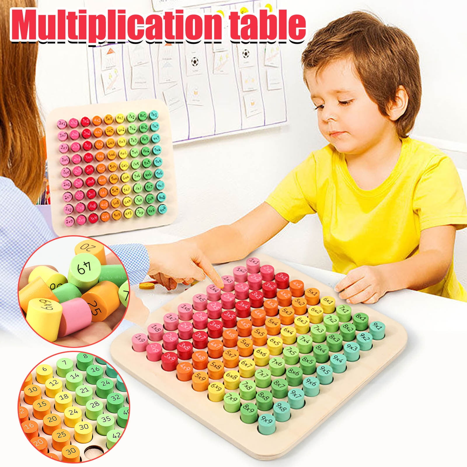 SIYTUAU Wooden Maths Multiplication Educational Learning Block Counting ...