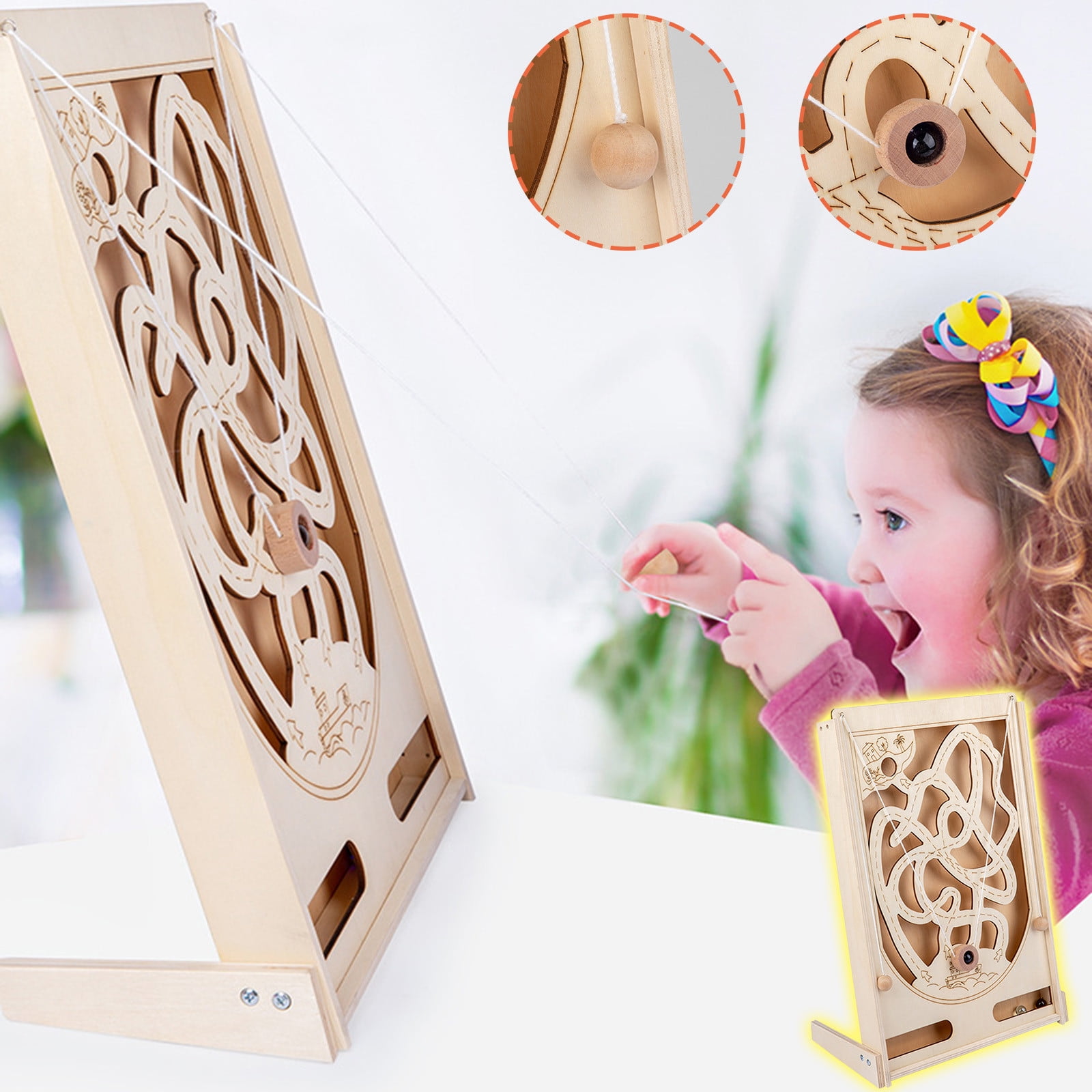SIYTUAU Wooden Pinball Maze Game Hand Eye Coordination Training Skill ...