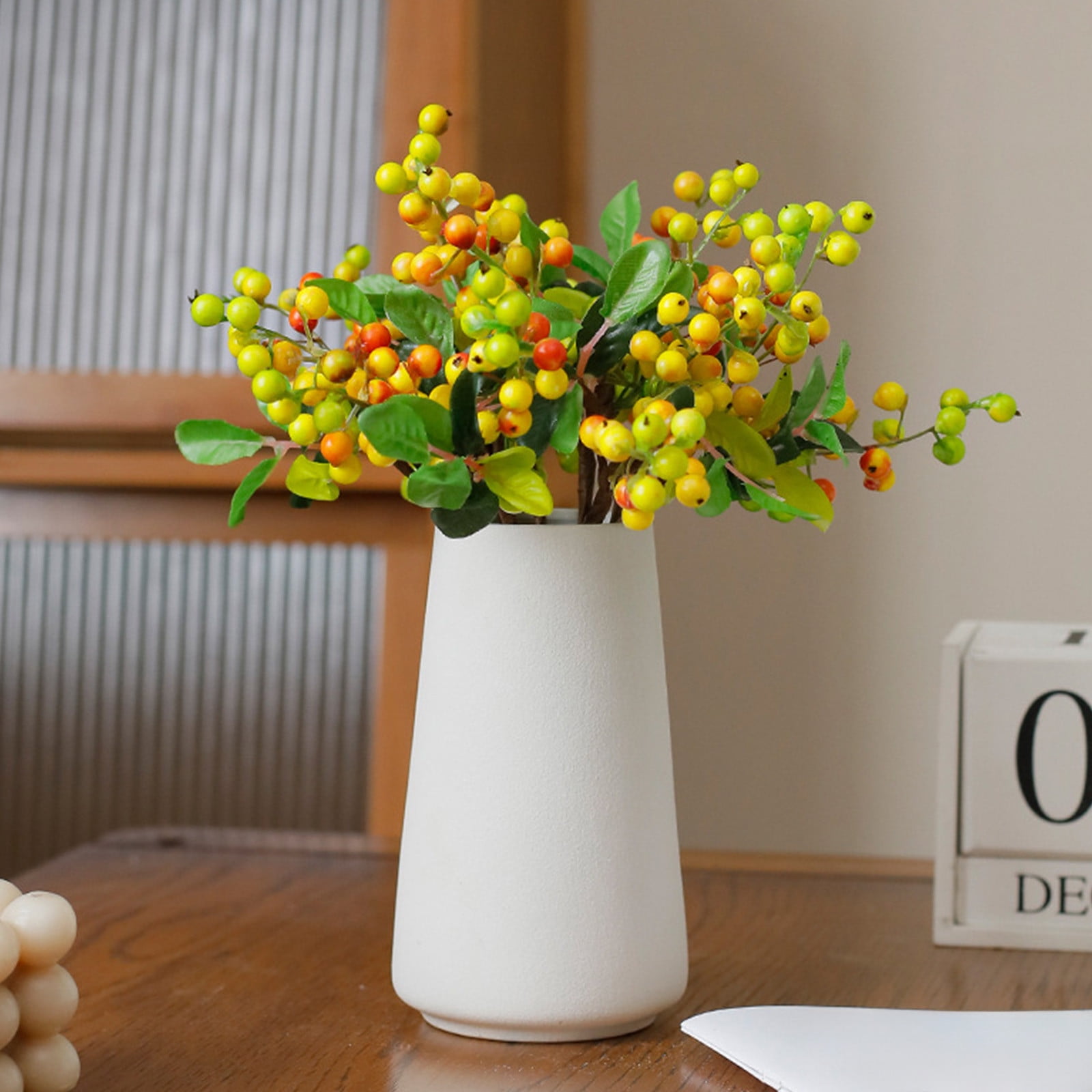 SIYTUAU Yellow Faux Berry Stems Artificial Fruit Bunches Blueberry ...