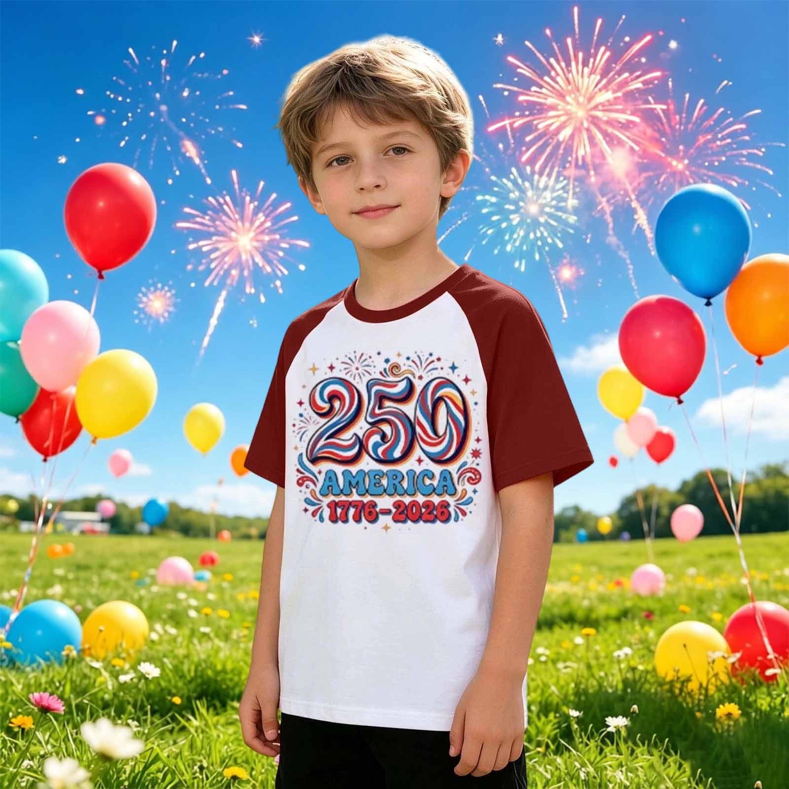 SIYUDAN Boys 250 Years Anniversary Shirt Short Sleeve 4Th of July ...