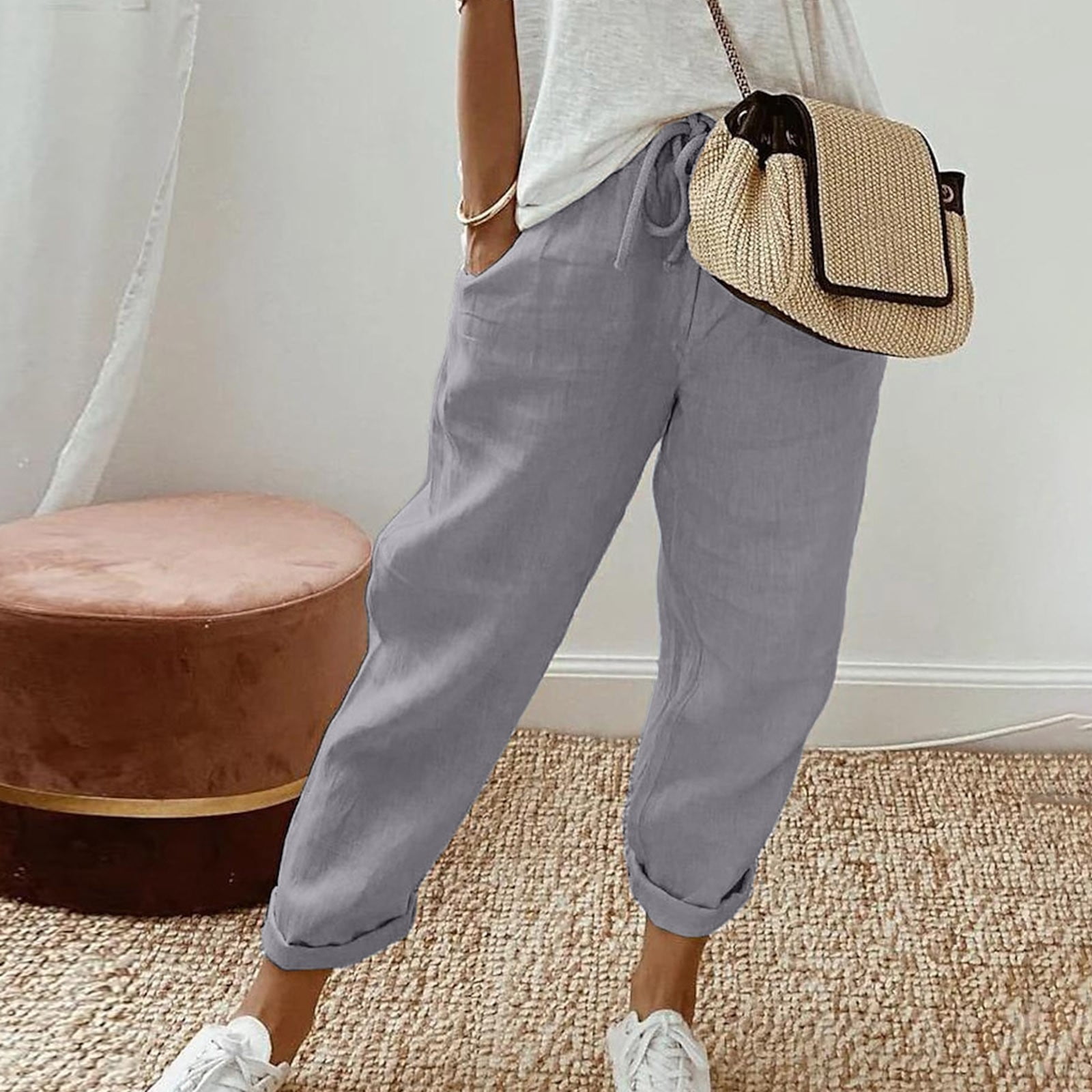 SIYUDAN Women Pants Women Casual Pants Grey Adult Work Pants For Women ...