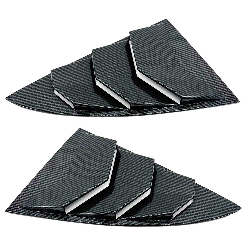 SIZVER 2PCS Carbon Fiber Print Rear Window Louver Trim Set Cover ...