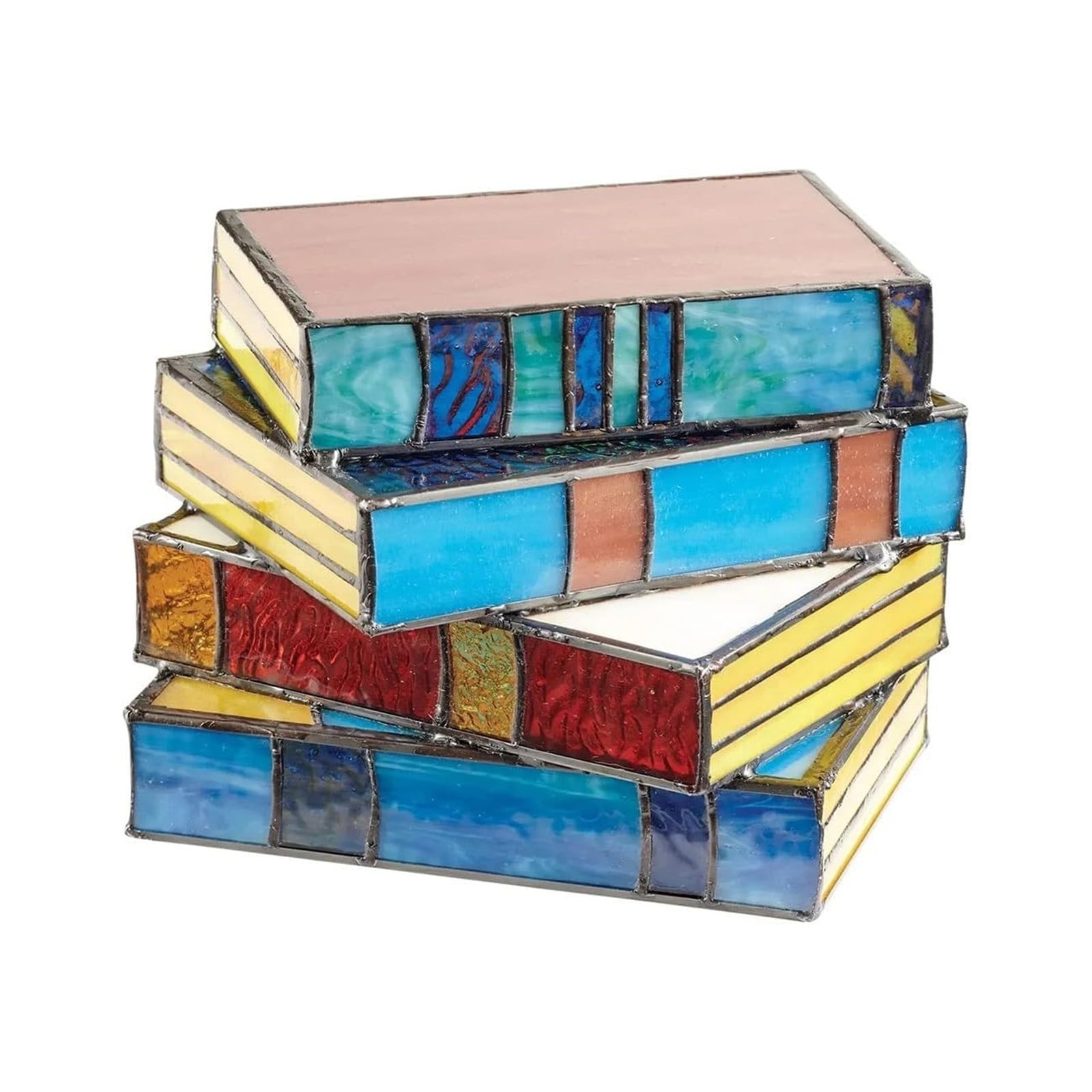 SIfdSeng Projector Stained Glass Stacked Book Lamp Stacked Glass Lamp ...