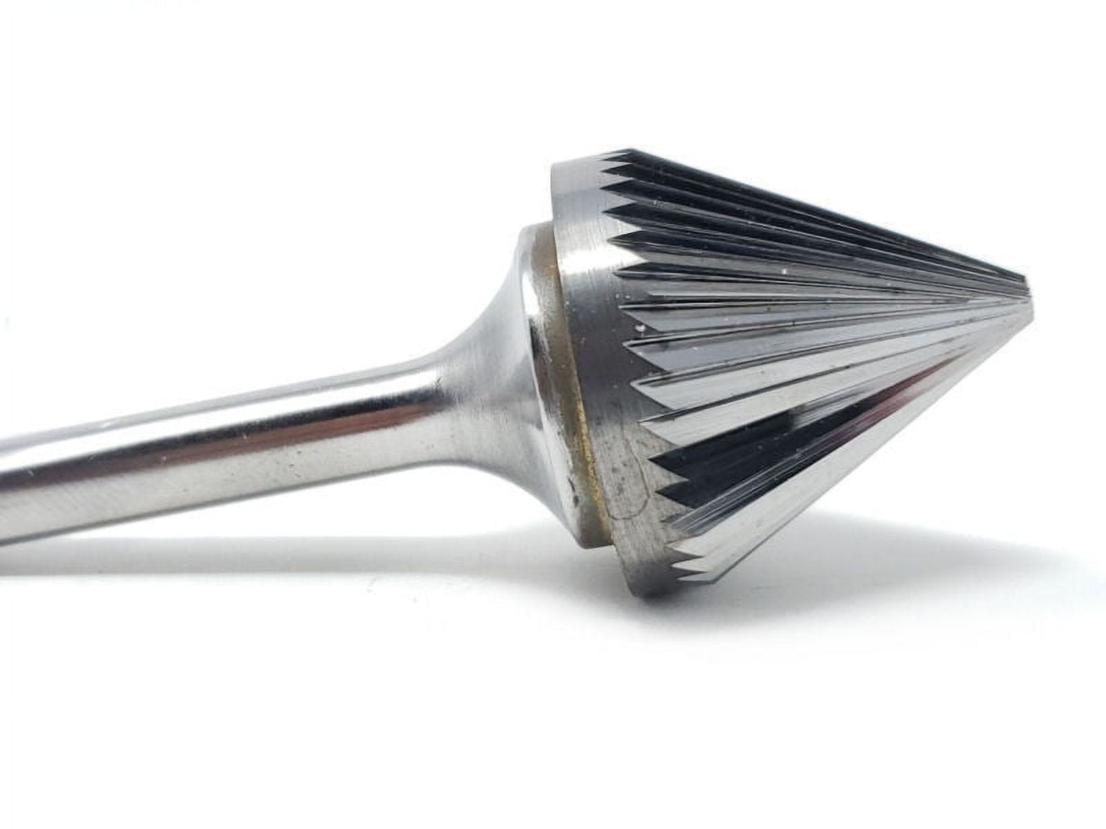HELONGCO Single Cut Cone 60 Degree 1" x 15/16" Carbide Burr Bit, 1/4 ...