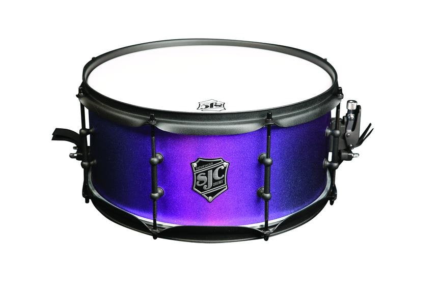 SJC Pathfinder Snare Drum 6.5x14 Maple Hybrid - Purple Glimmer w/ Black ...