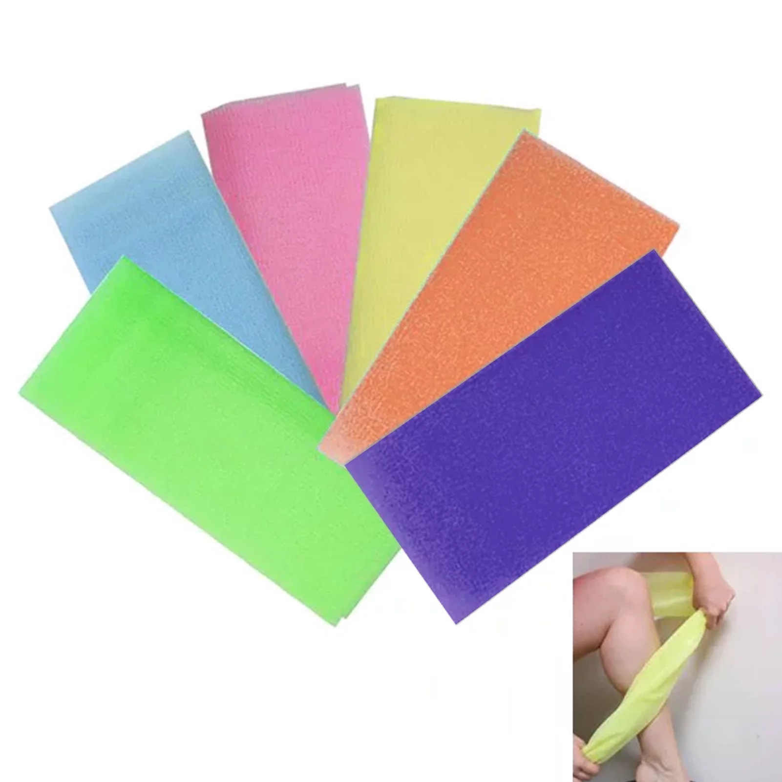 Salux Nylon Japanese Beauty Skin Bath Wash Cloth/towel (3) Blue Yellow ...