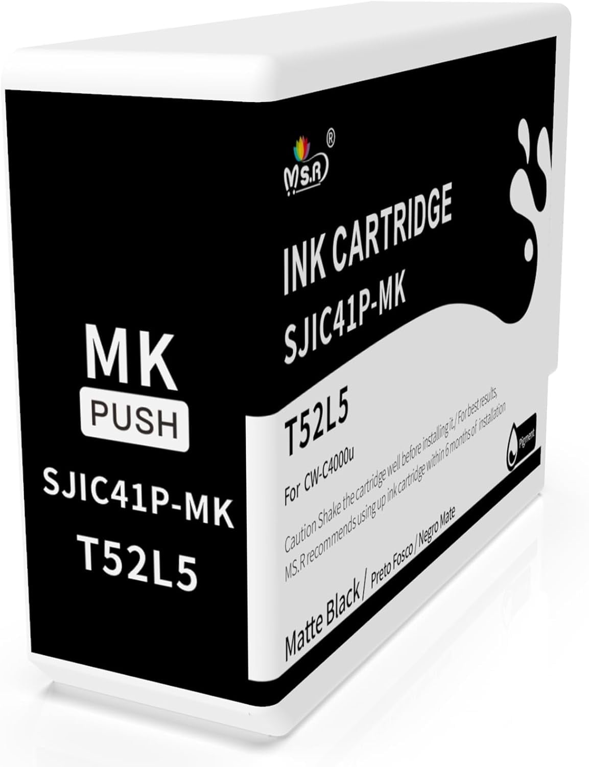 MS.R SJIC41P-MBK Matte Black Ink Cartridge Replacement for Colorworks C4000u Inkjet Lable ...