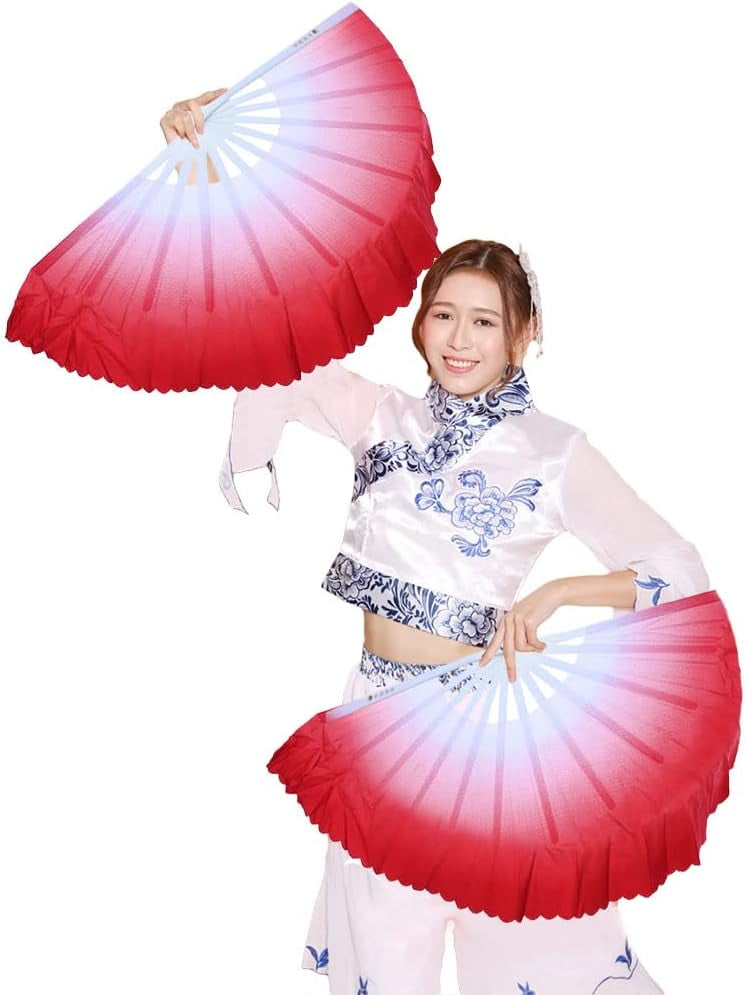 SJJ 1 Pair Plastic Taichi Kungfu Fan Dancing Fans Sports Folding Hand ...
