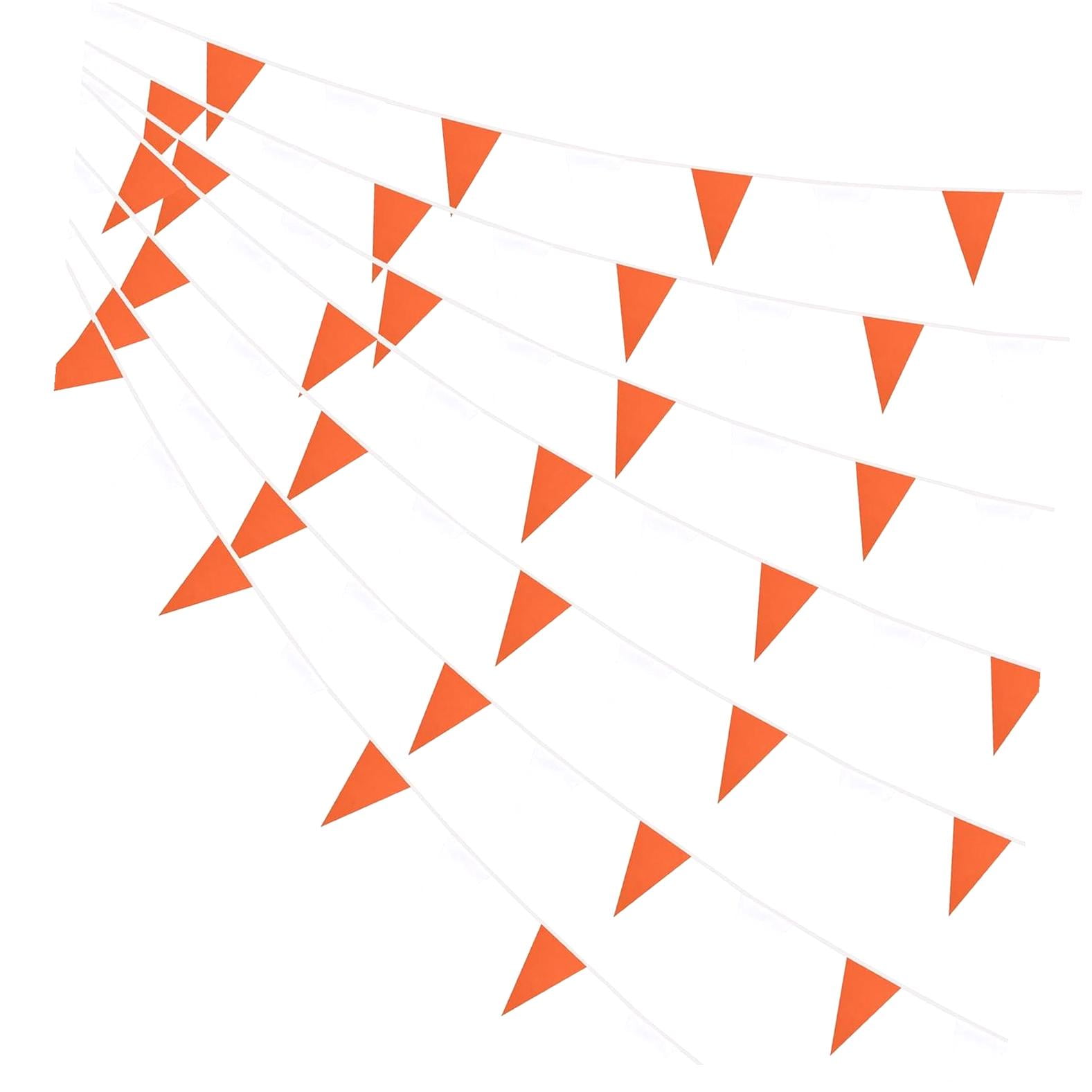 SJJ 100 Foot Orange & White Pennant Banner Set, Includes 60 DIY ...