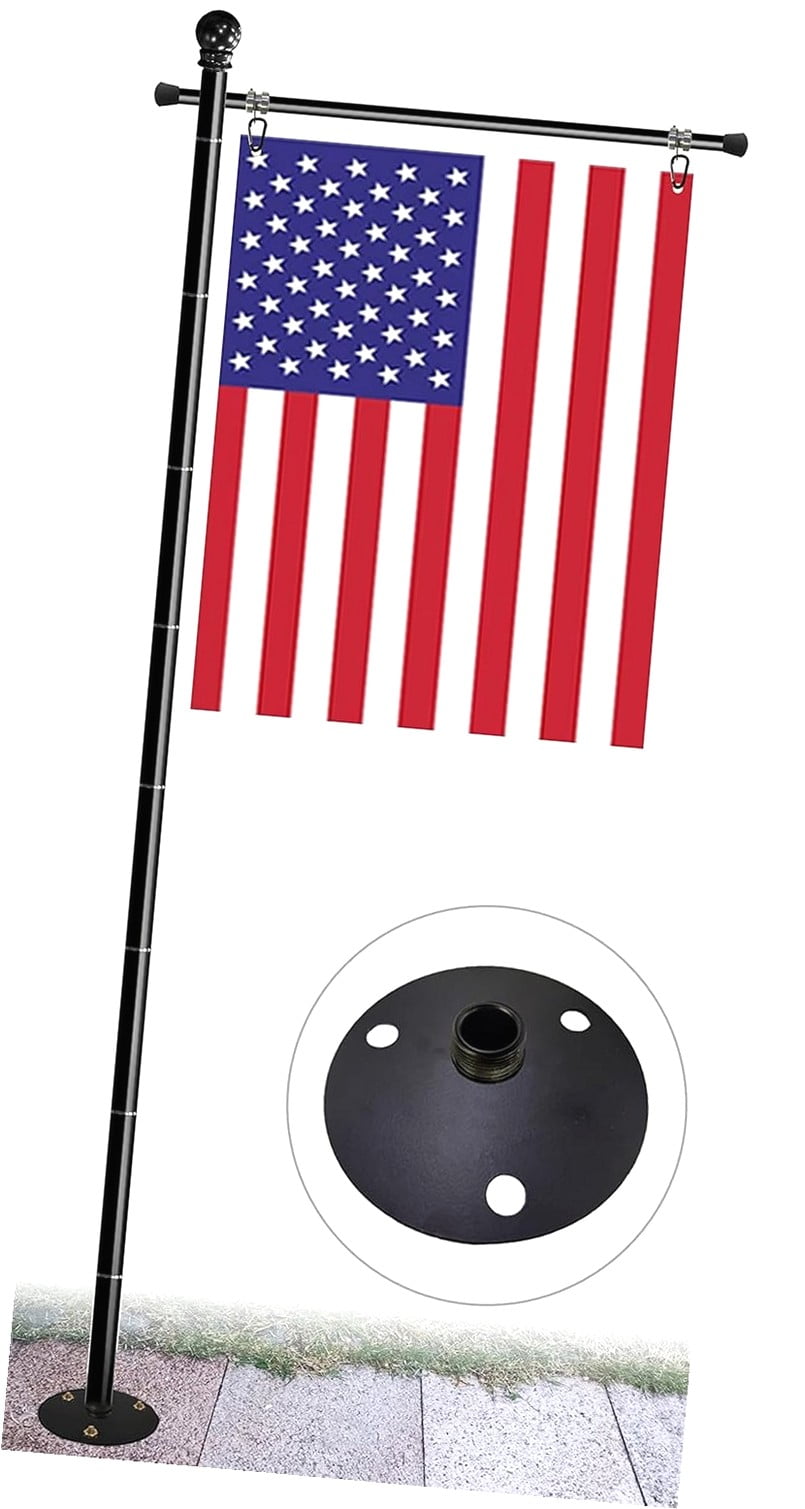 SJJ 10FT Stand Pole for 3x5 Feet Flags, Flagpole with Hard Ground Base ...