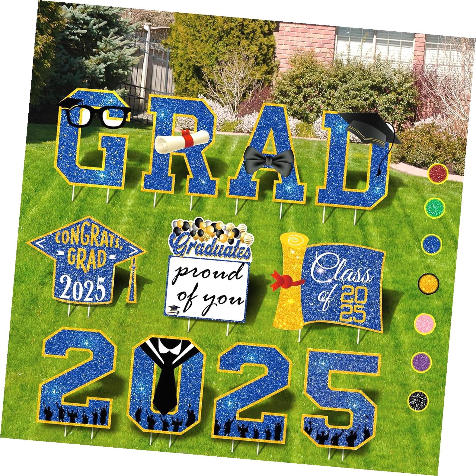 SJJ 11-piece Blue 2025 Graduation Party Decor, Class of 2025 Yard Signs ...