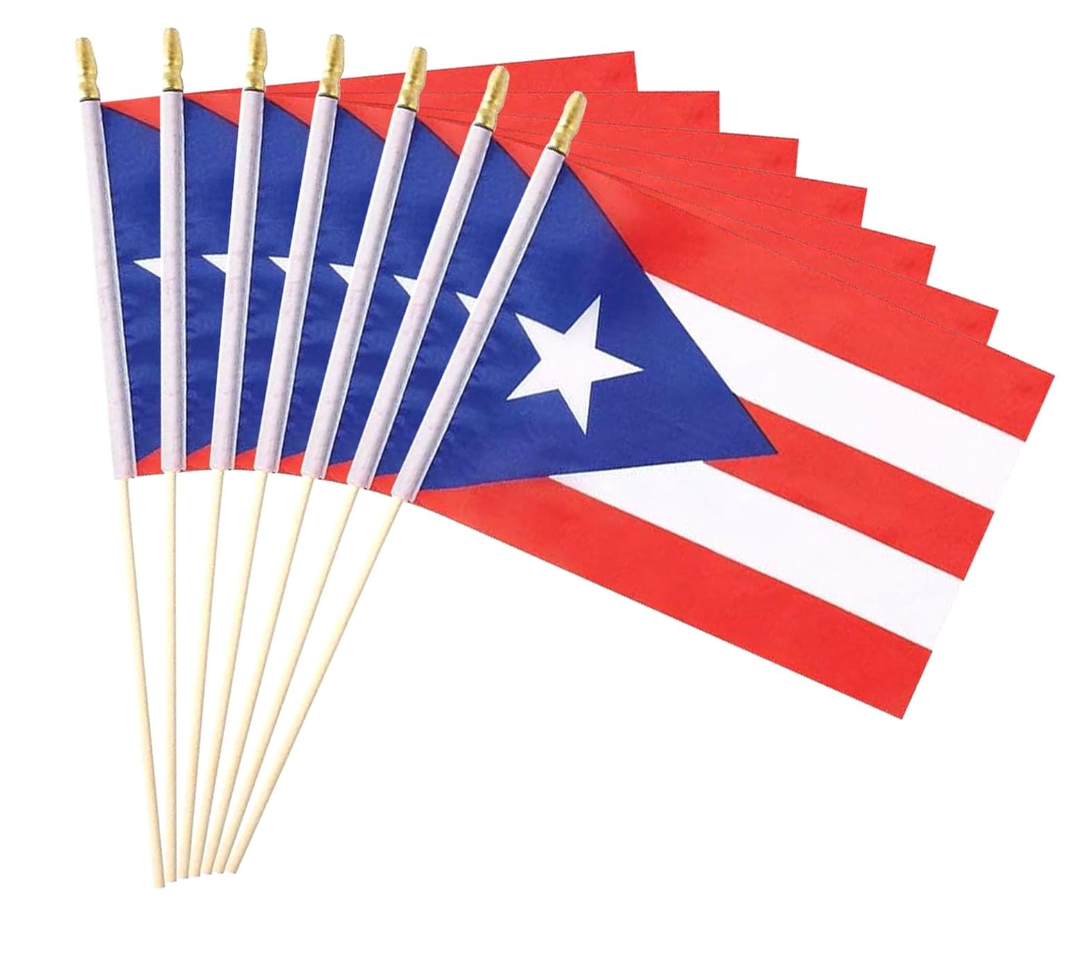 SJJ 12 Pack Puerto Rican Flags on Sticks Puerto Mini Hand Held Flags ...