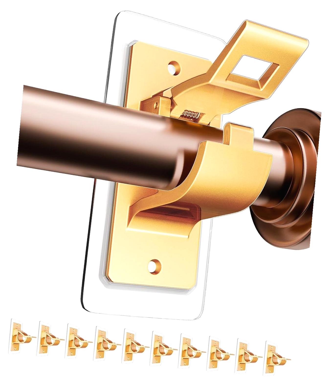 SJJ 16-Piece Curtain Rod Support Set, No-Drill No-Nail Installation ...