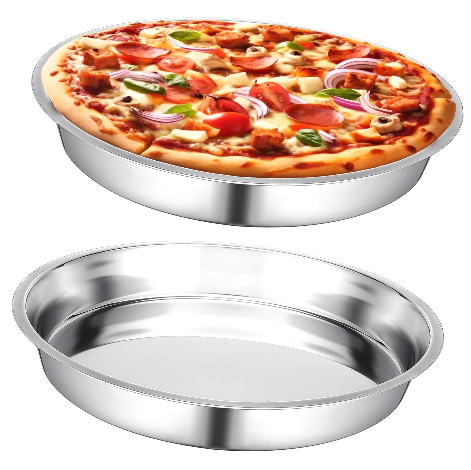 SJJ 2 Pieces 16 Inch Large Deep Pizza Pans Made of Stainless Steel ...